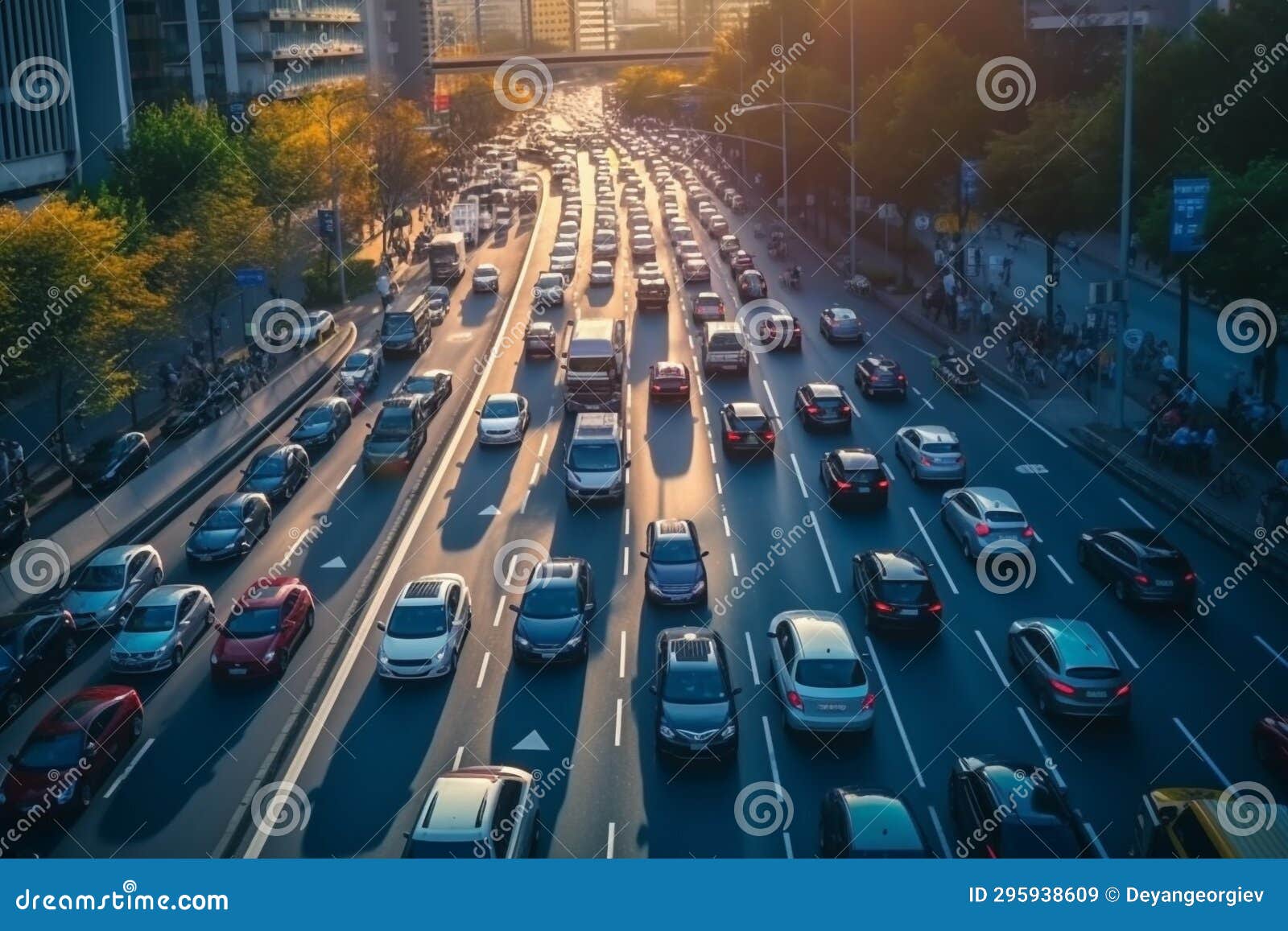 Big Traffic Jam in City. Cityscape Stock Illustration - Illustration of road, built: 295938609