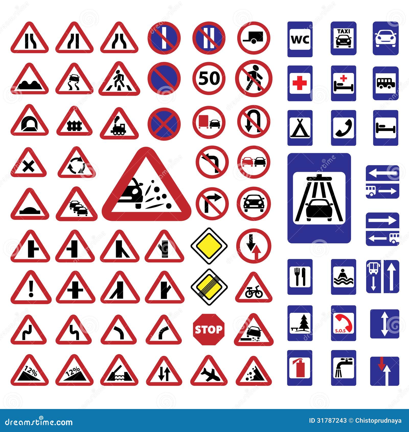 Big traffic signs set stock vector. Illustration of fuel - 31787243
