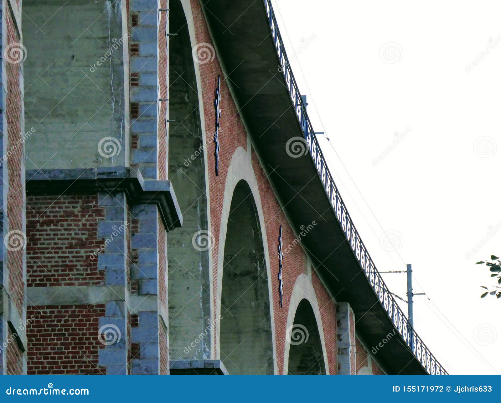 Big Train Bridge of Red Bricks. Landscape with Infrastructure Stock ...