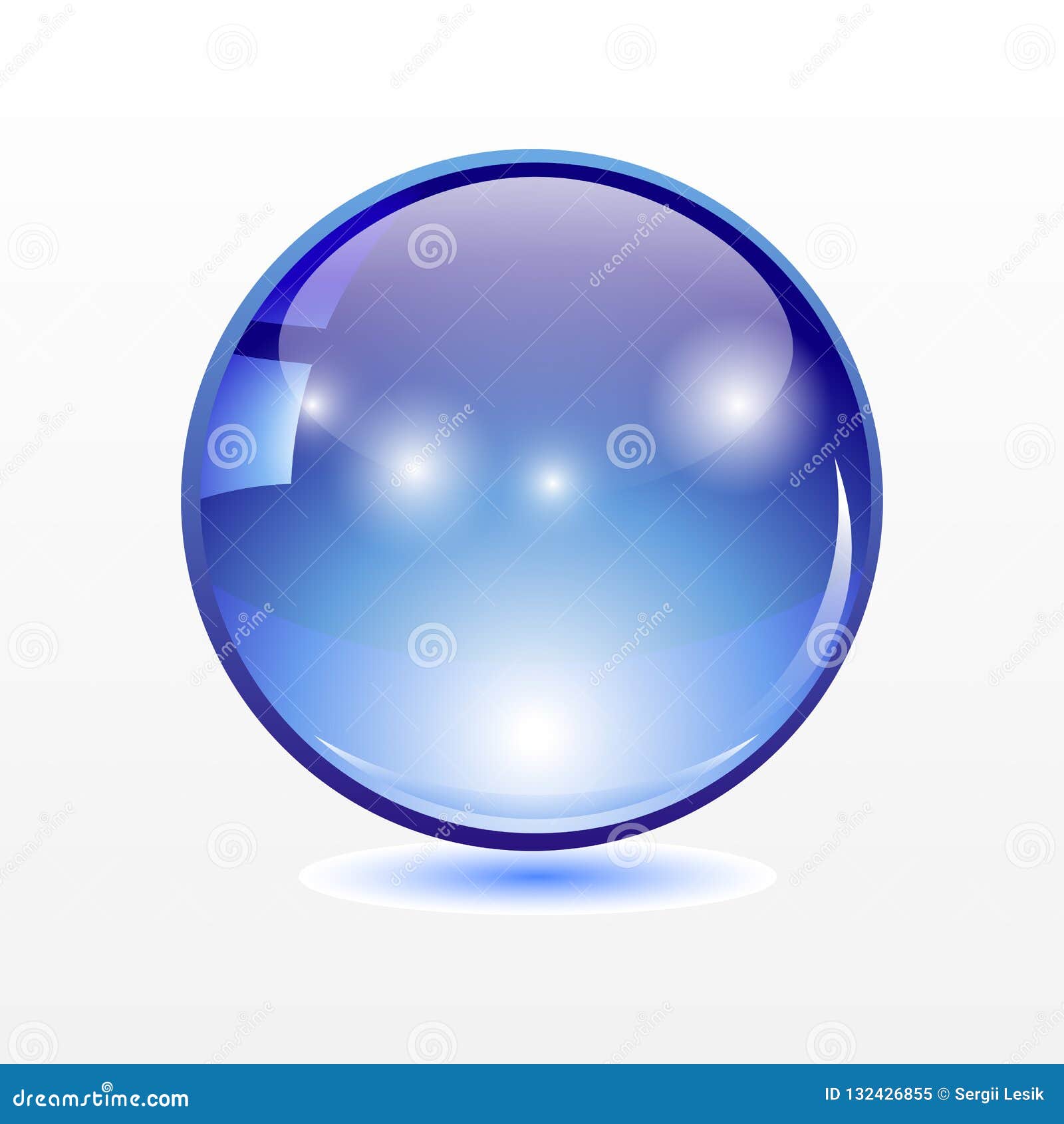 Big Translucent Blue Sphere with Shadow on Transparent Background ...