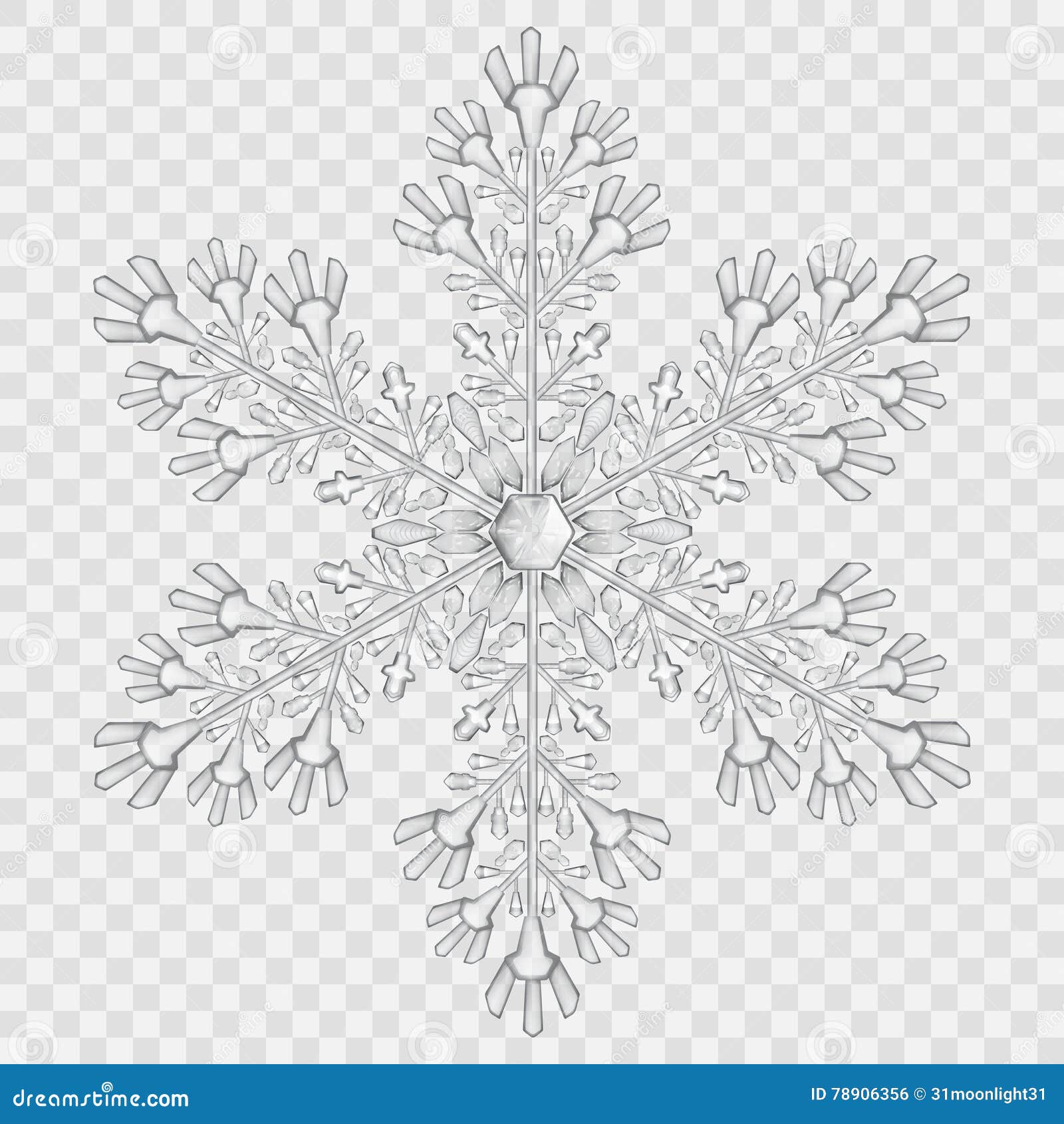 Big Translucent Crystal Snowflake Stock Vector - Illustration of shiny ...
