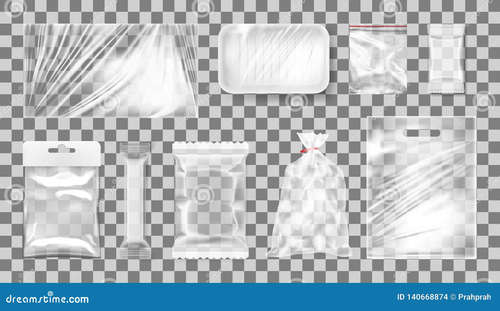 Big Transparent Empty White Plastic Pack Set Stock Illustration ...