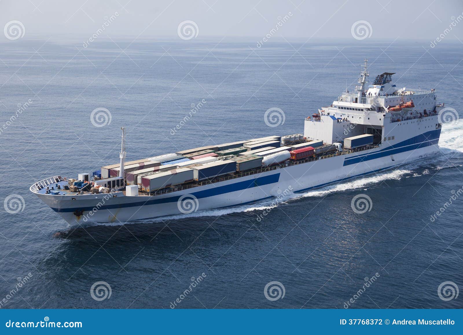 Big Transport Ship in the Ocean Stock Photo - Image of metal, large ...
