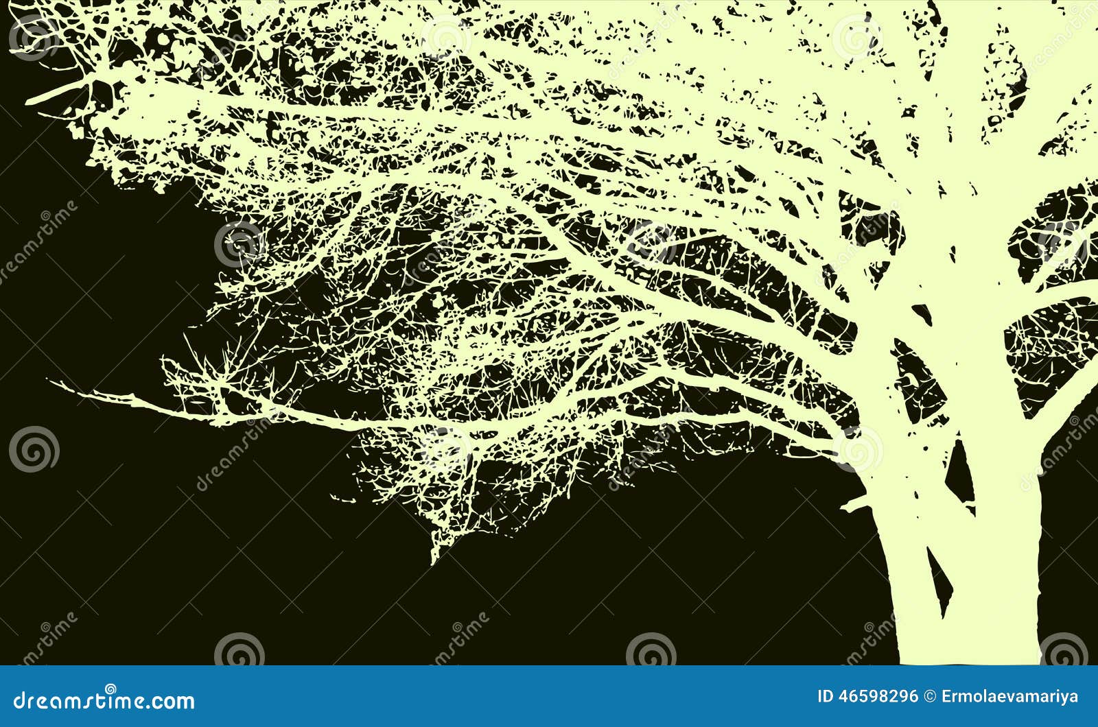 Big Tree and Branches Silhouette. Detailed Vector Stock Vector ...