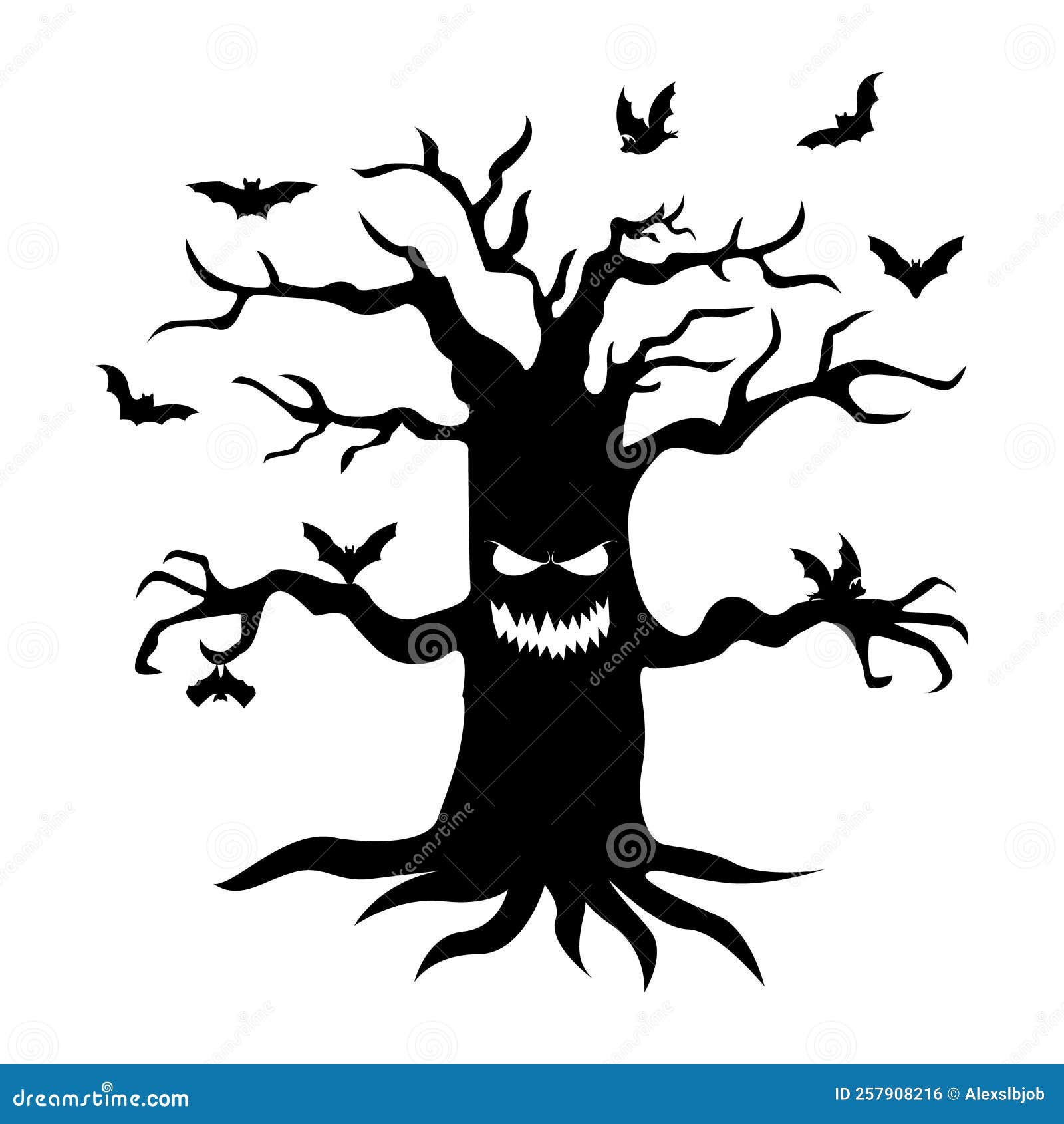 Big Tree with Eyes, Mouth, Arms and Roots. Halloween Stock Vector ...