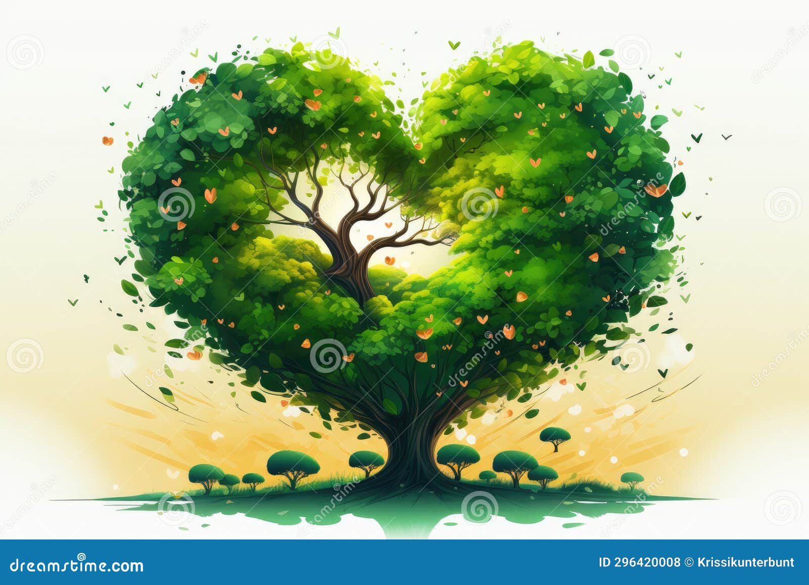 Big Tree in Form of Heart AI Generated Stock Illustration ...