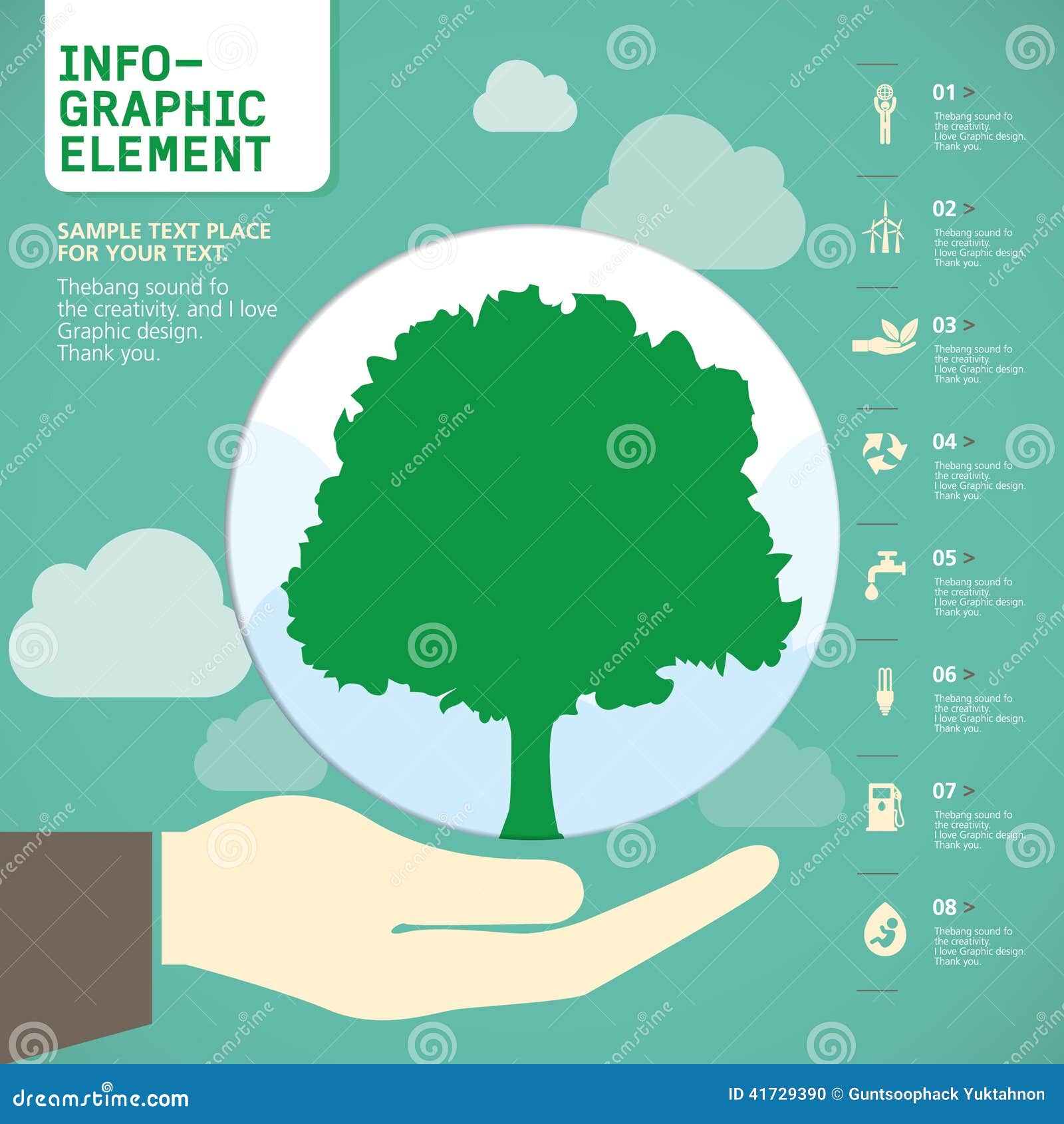 Big tree on hand Vector. stock vector. Illustration of geometric - 41729390