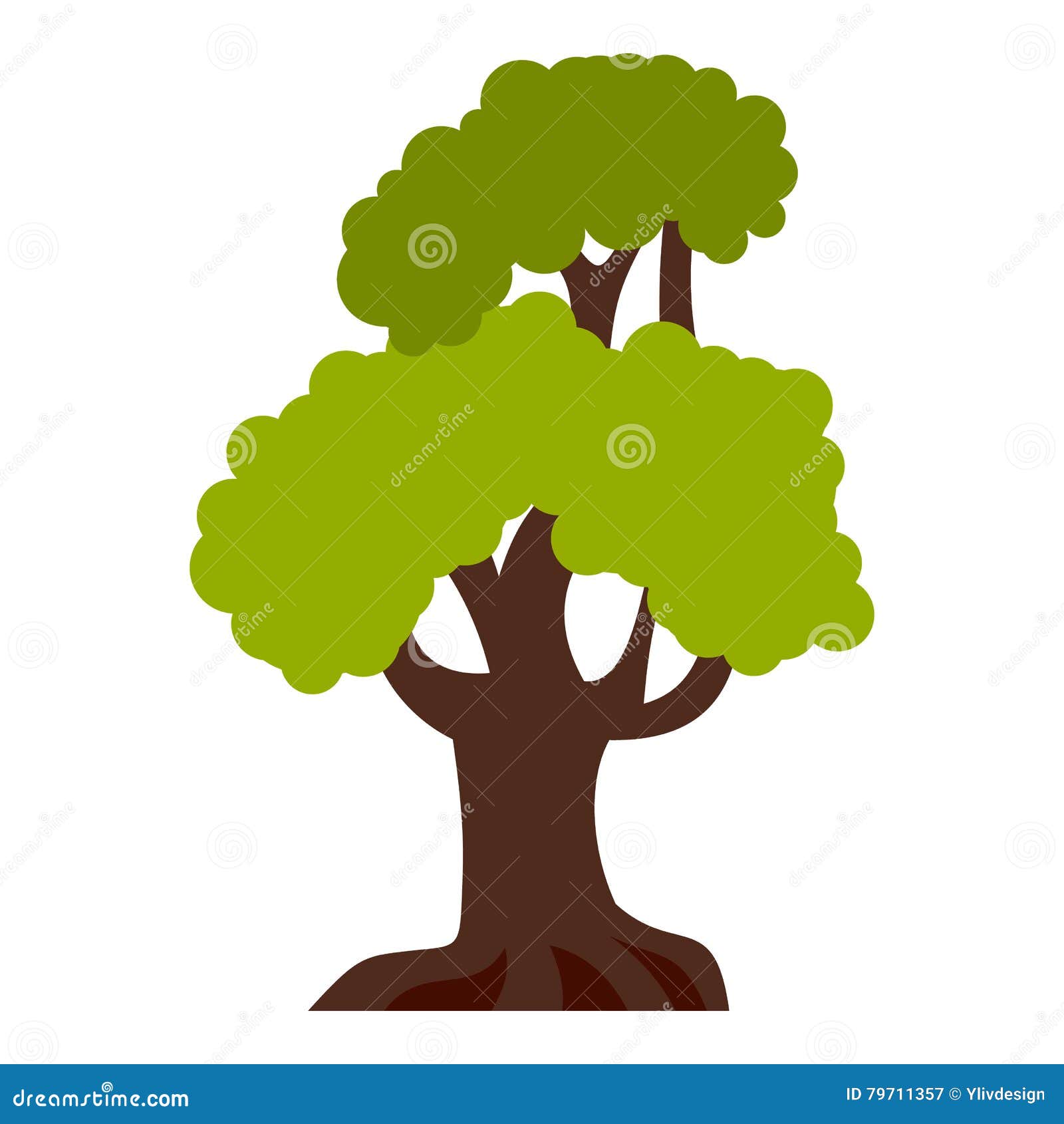 Big tree icon, flat style stock vector. Illustration of grow - 79711357
