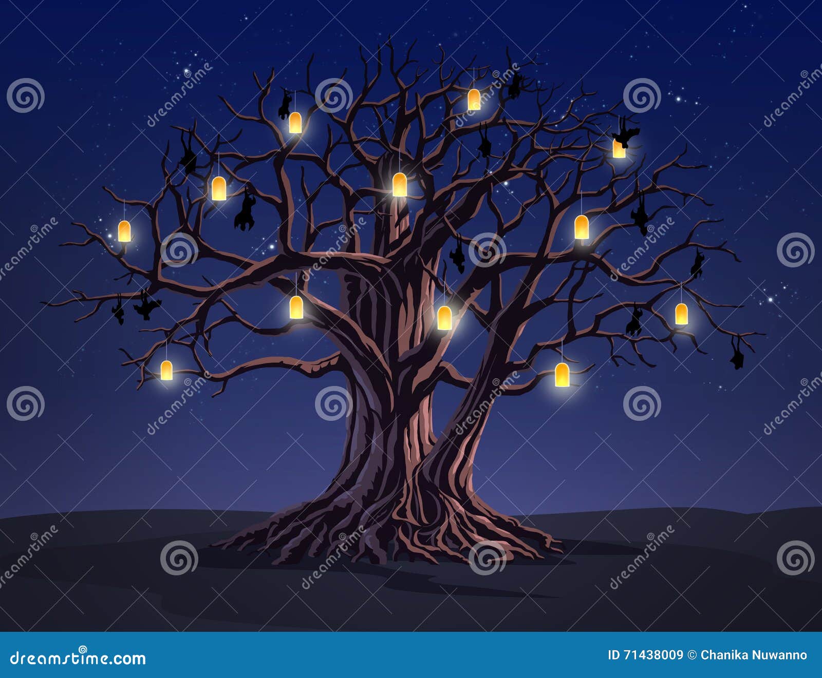 Big tree stock illustration. Illustration of cartoon - 71438009