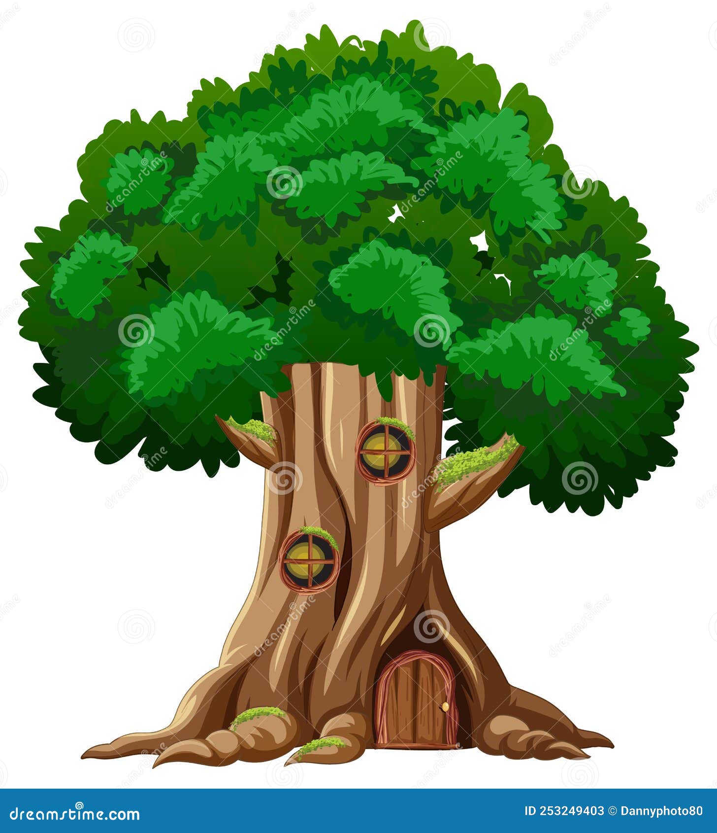 Big tree isolated cartoon stock vector. Illustration of hole - 253249403