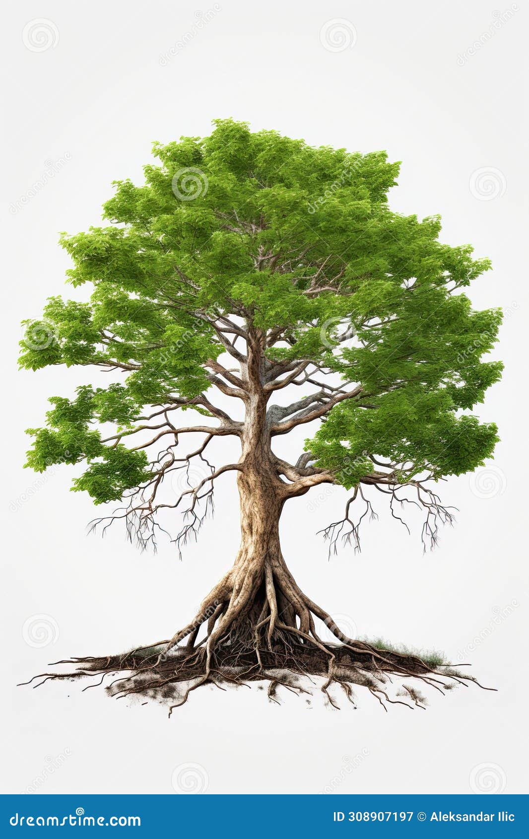 Big Tree with Roots Isolated on White Background. Ai Generative Stock ...