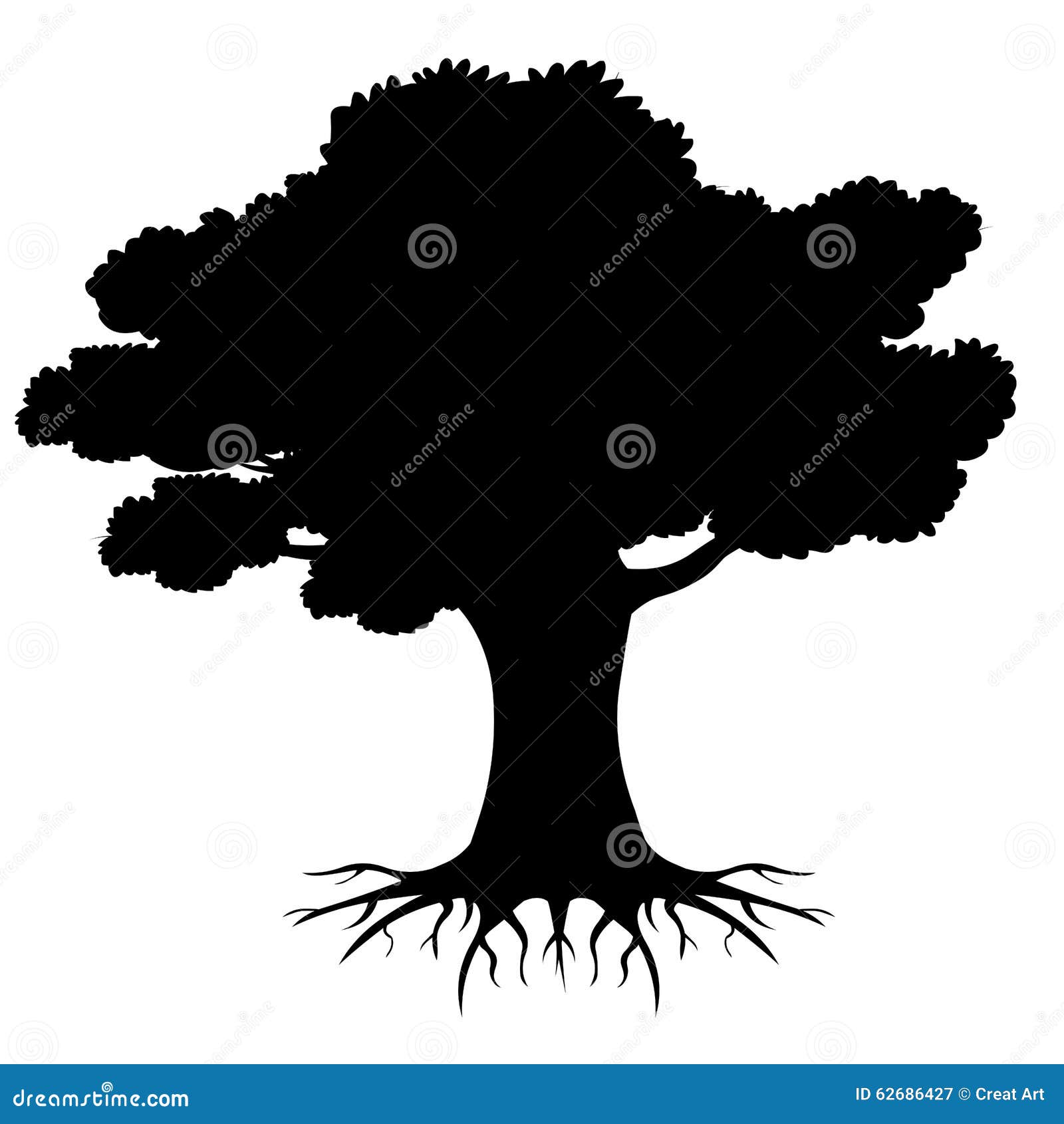 Big Tree Roots Silhouette with Roots Stock Vector - Illustration of ...
