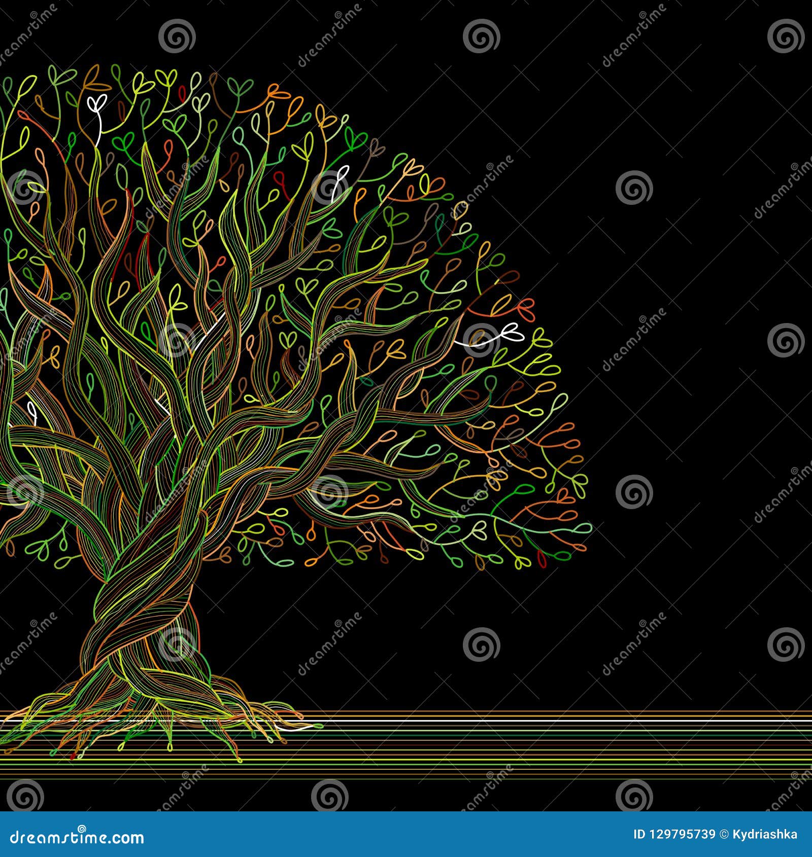 Big Tree with Roots for Your Design Stock Vector - Illustration of ...