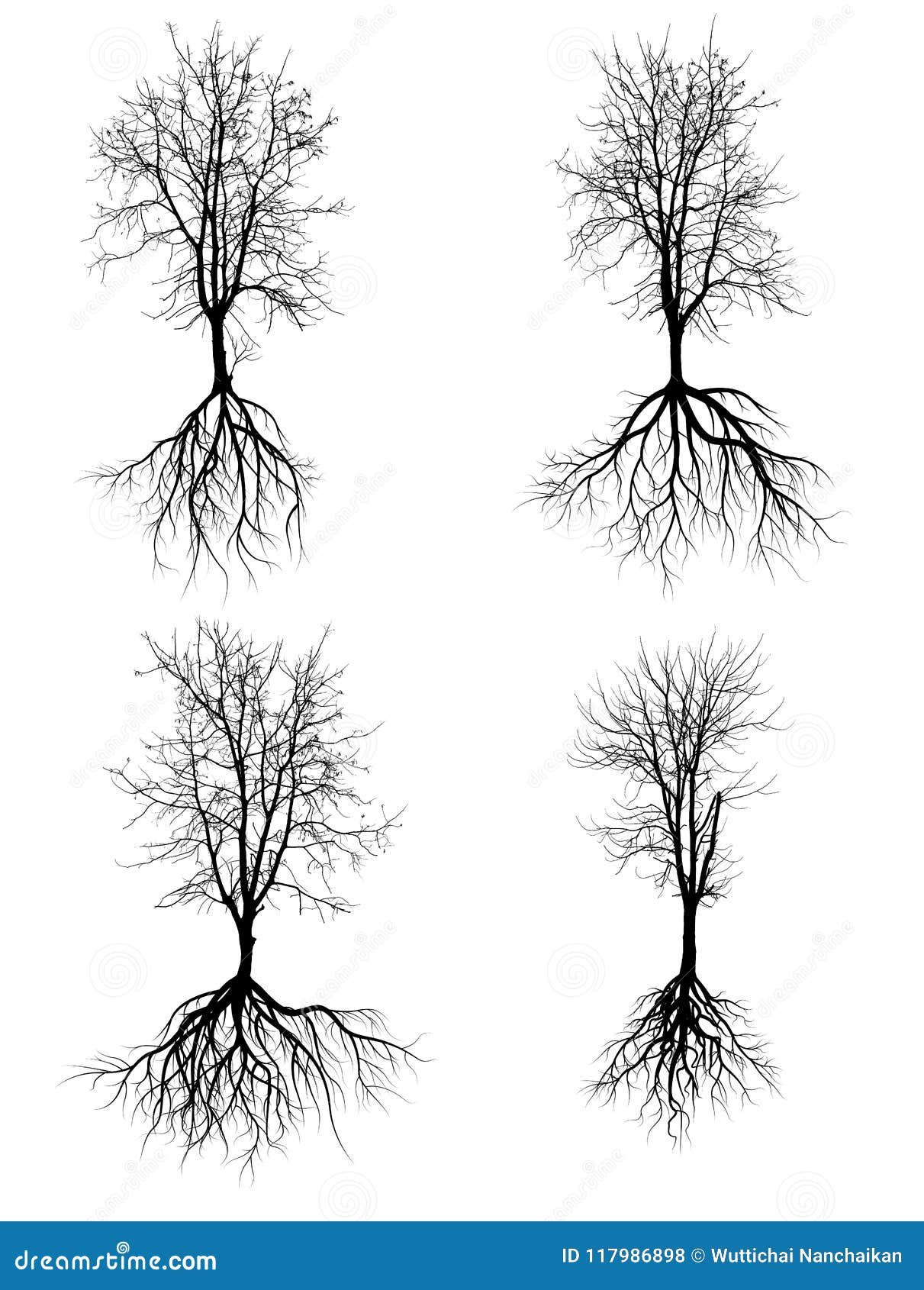 Big tree silhouettes stock illustration. Illustration of branch - 117986898