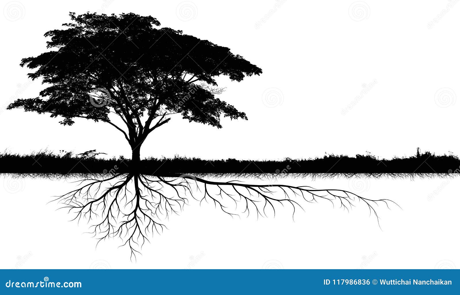 Big tree silhouettes stock illustration. Illustration of root - 117986836