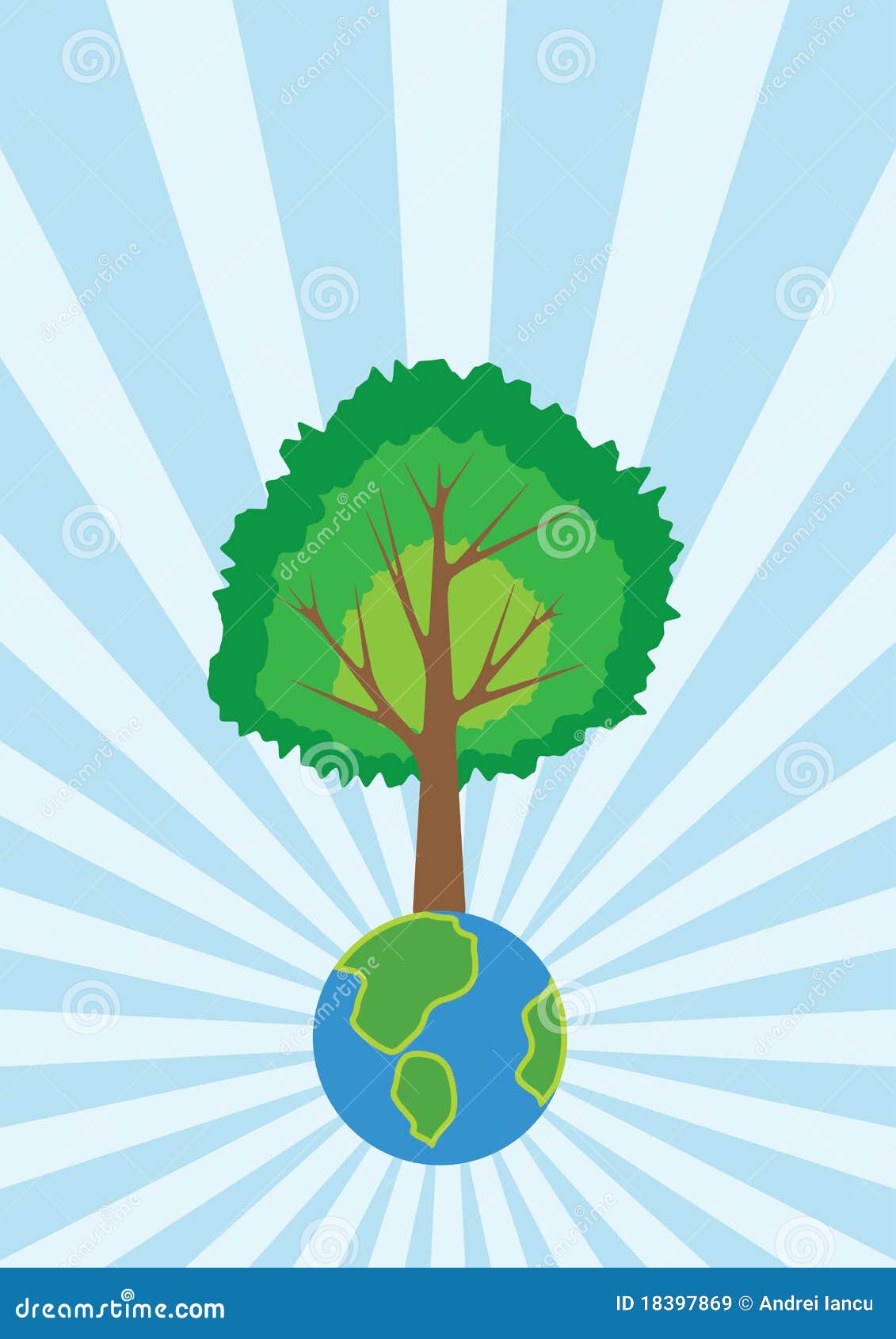 Big tree on small world stock vector. Illustration of birth - 18397869