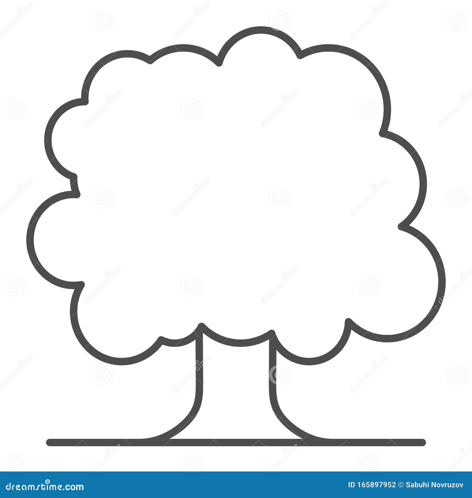 Big Tree Thin Line Icon. Wood Vector Illustration Isolated on White ...