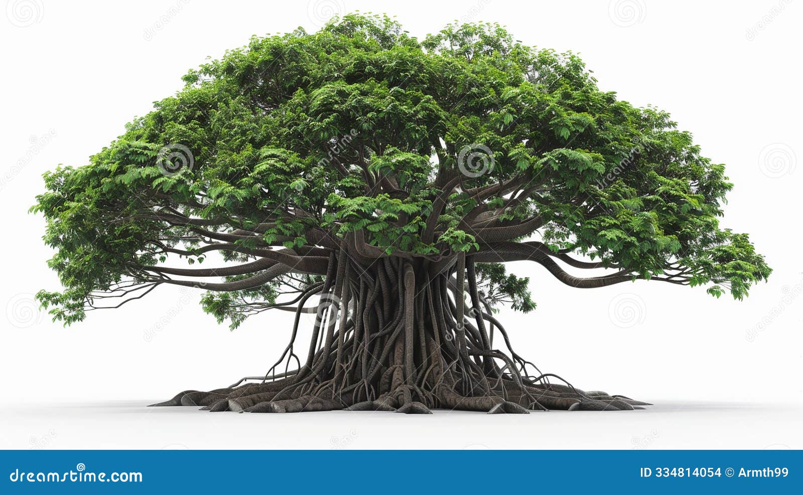 Big Tree with Wide Branches Isolated on White Background Stock ...