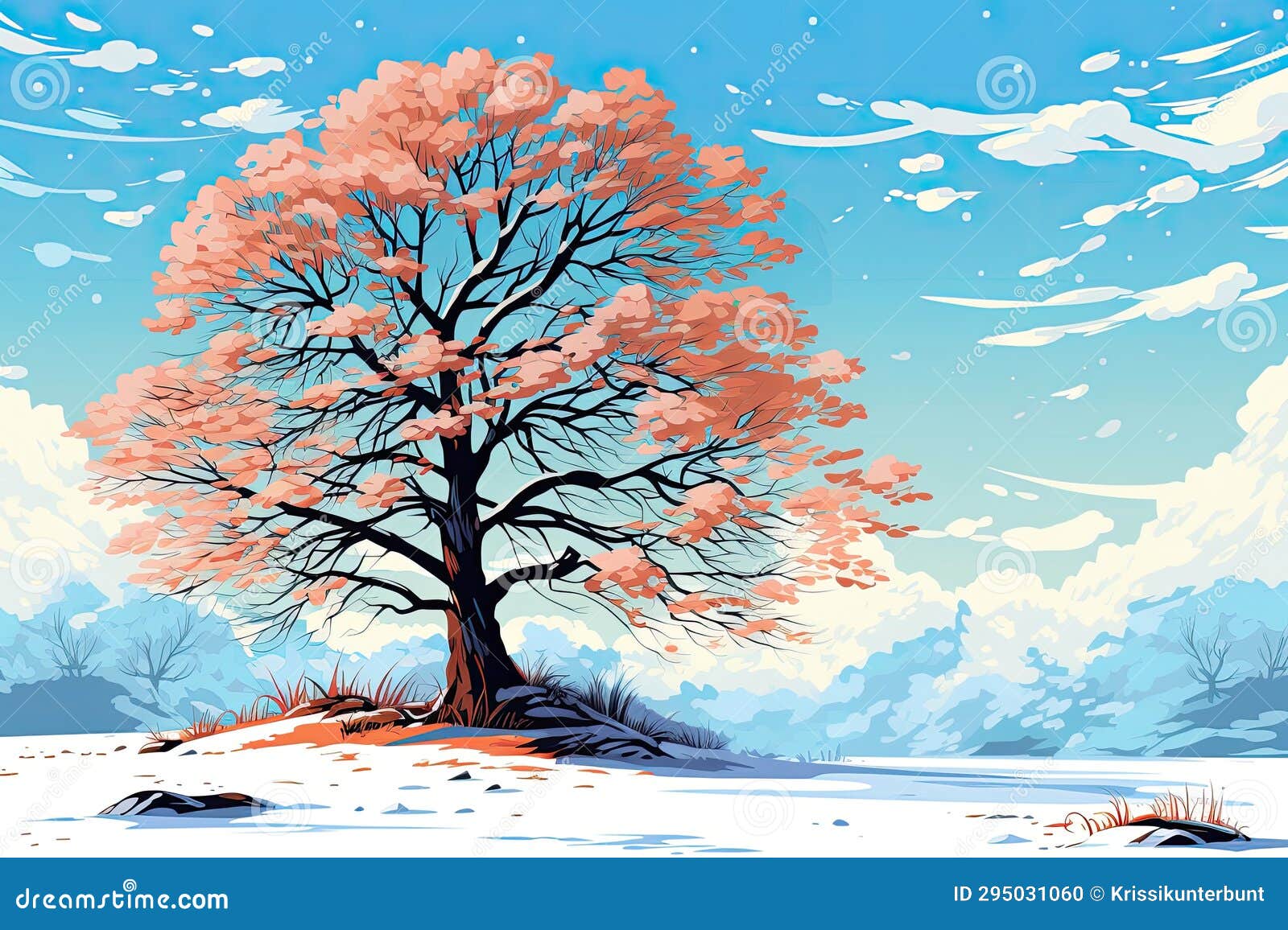 Big Tree in Winter AI Generated Stock Photo - Image of wood, large ...
