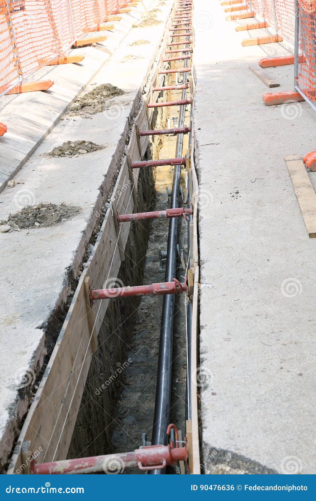 Big Trench with the Barriers of Protection Stock Photo - Image of ...