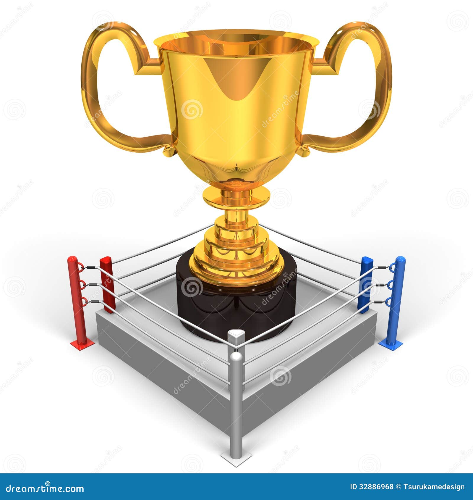 Big Trophy on Boxing Ring Front View Stock Illustration - Illustration ...