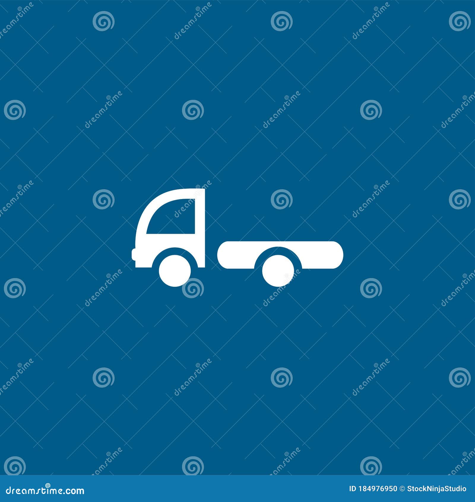 Big Truck Icon on Blue Background. Blue Flat Style Vector Illustration ...