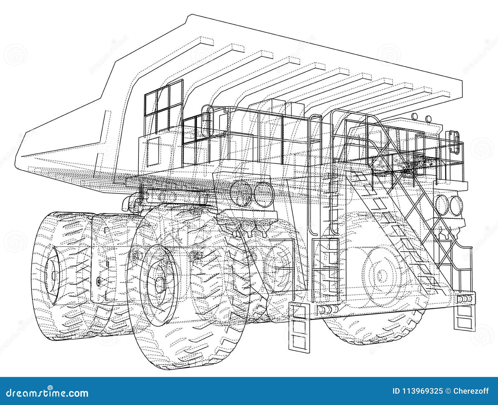 Big Truck Outlined Vector Rendering of 3d Stock Vector - Illustration ...