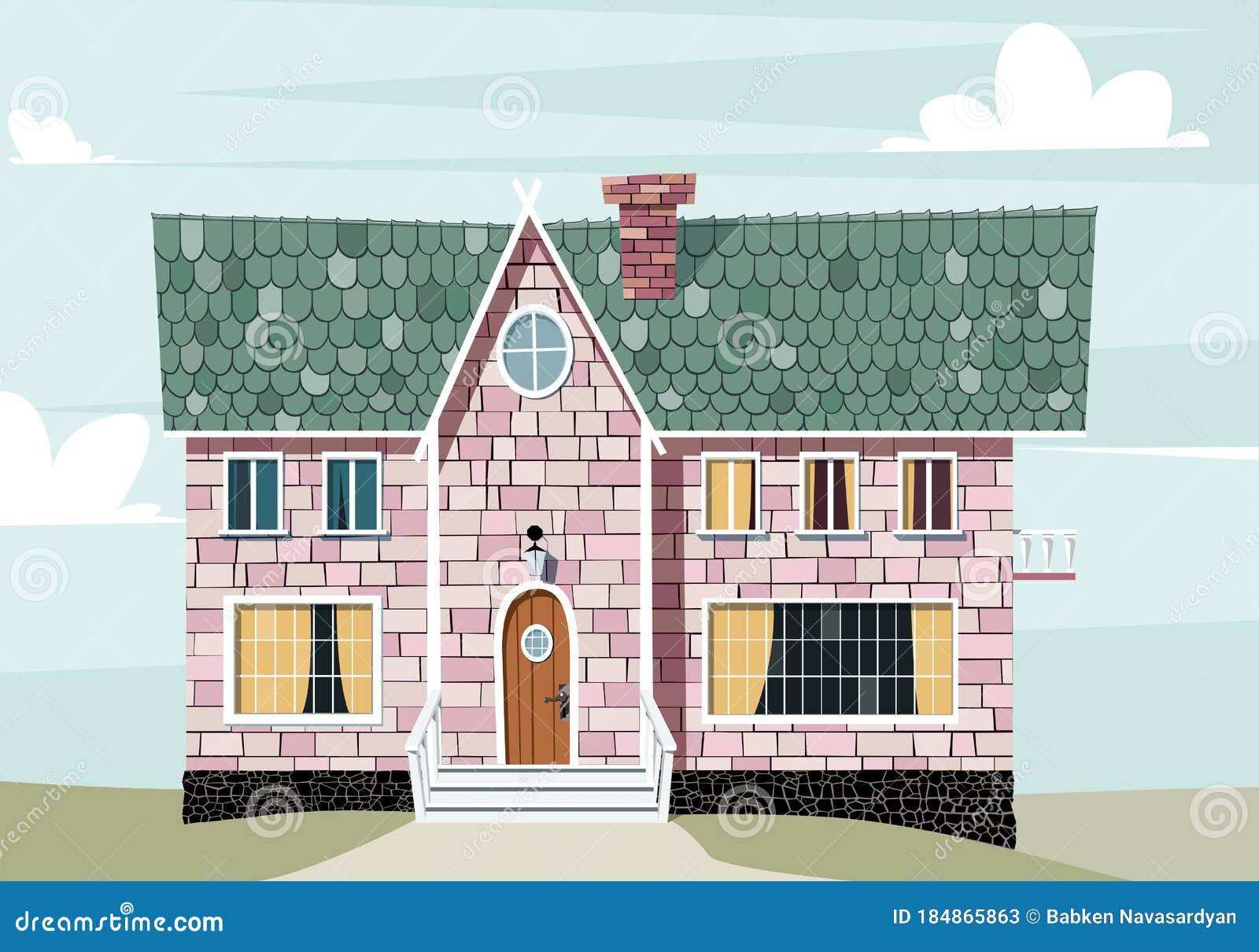 Big Two-storey House: Cottage Stock Vector - Illustration of style ...