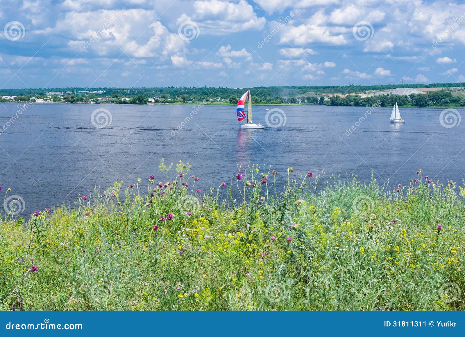 Big Ukrainian river Dnepr stock image. Image of cruising - 31811311