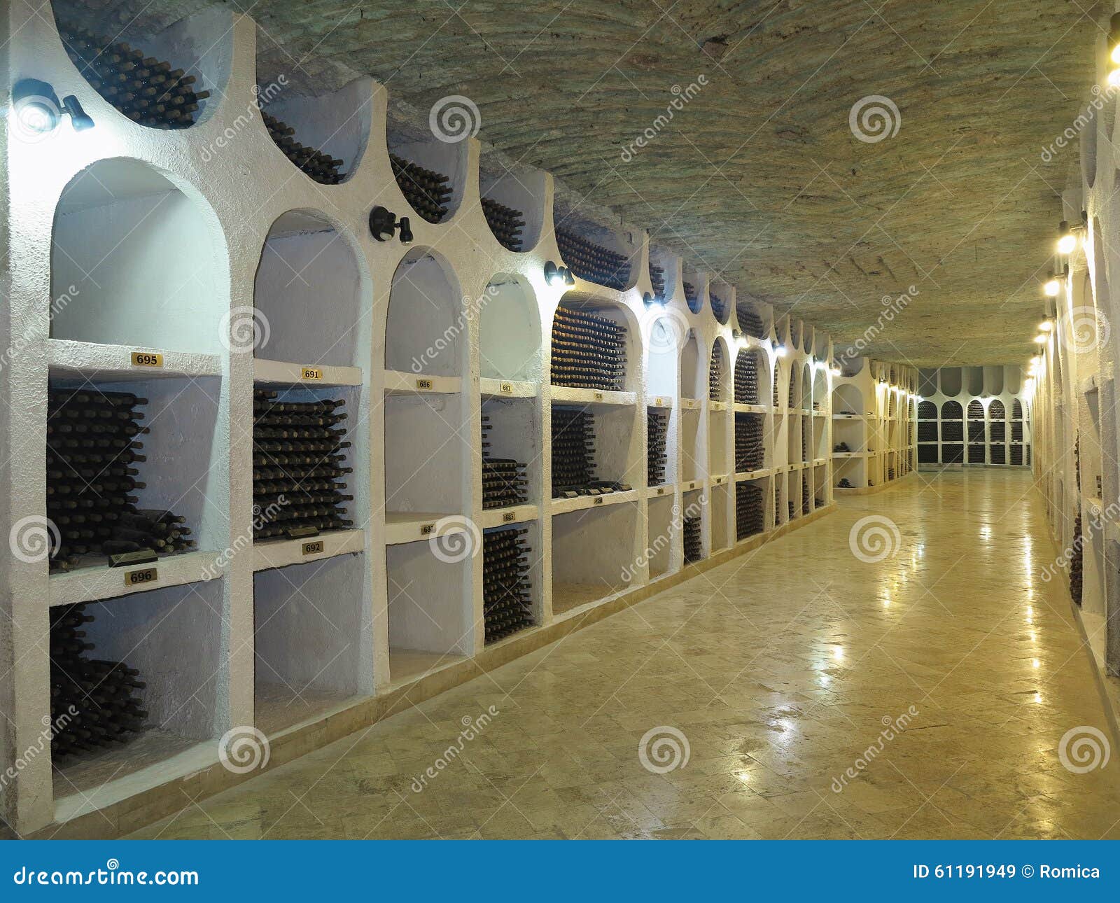 Big Underground Wine Cellar with Collection of Bottles Stock Image ...