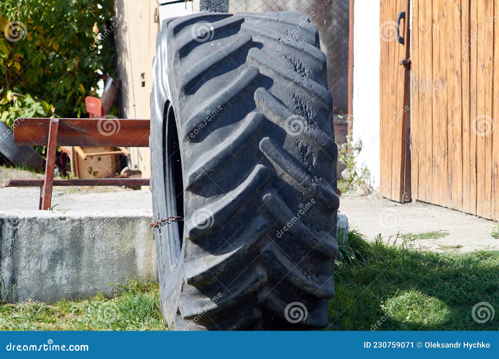 Big used tire from tractor stock image. Image of agriculture - 230759071