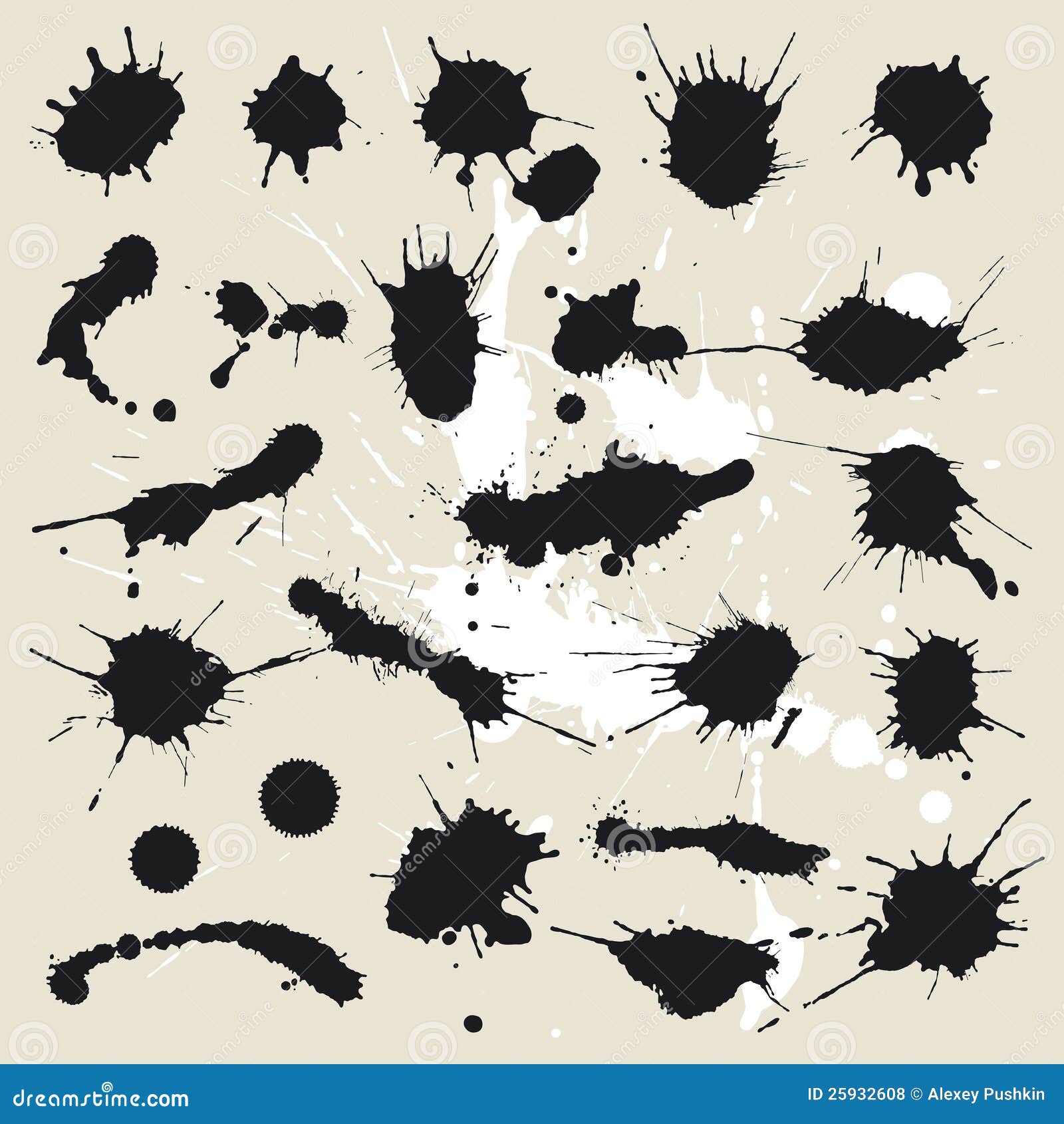 Big Vector Set of Black Ink Stains Stock Vector - Illustration of dirty ...