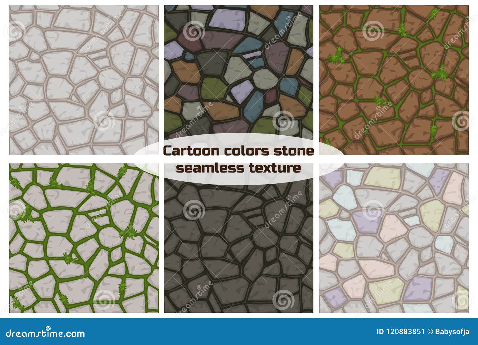 Big Set Cartoon Color Stone Texture Stock Vector - Illustration of ...
