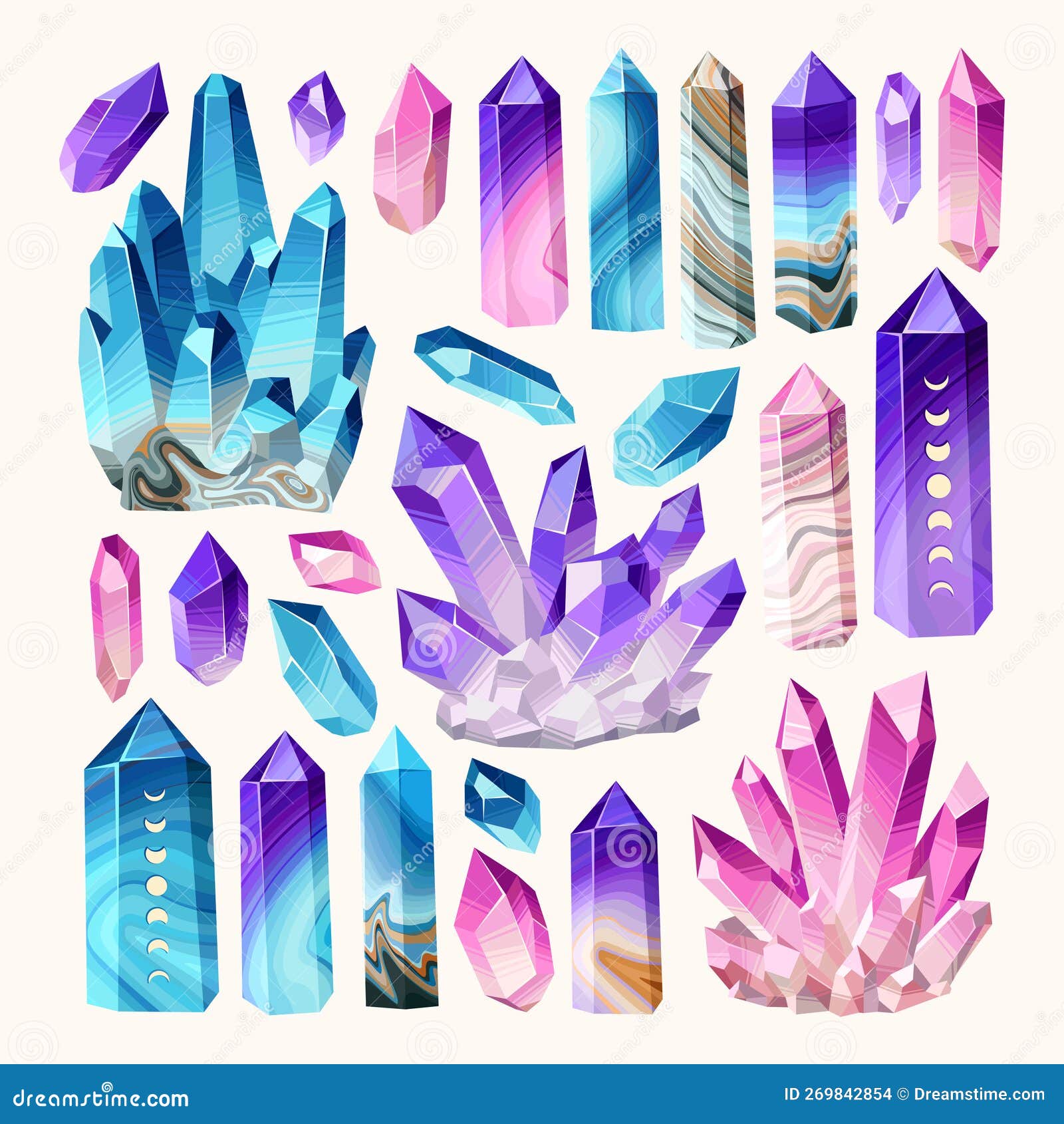 Big Vector Set of Crystals and Minerals Stock Illustration ...