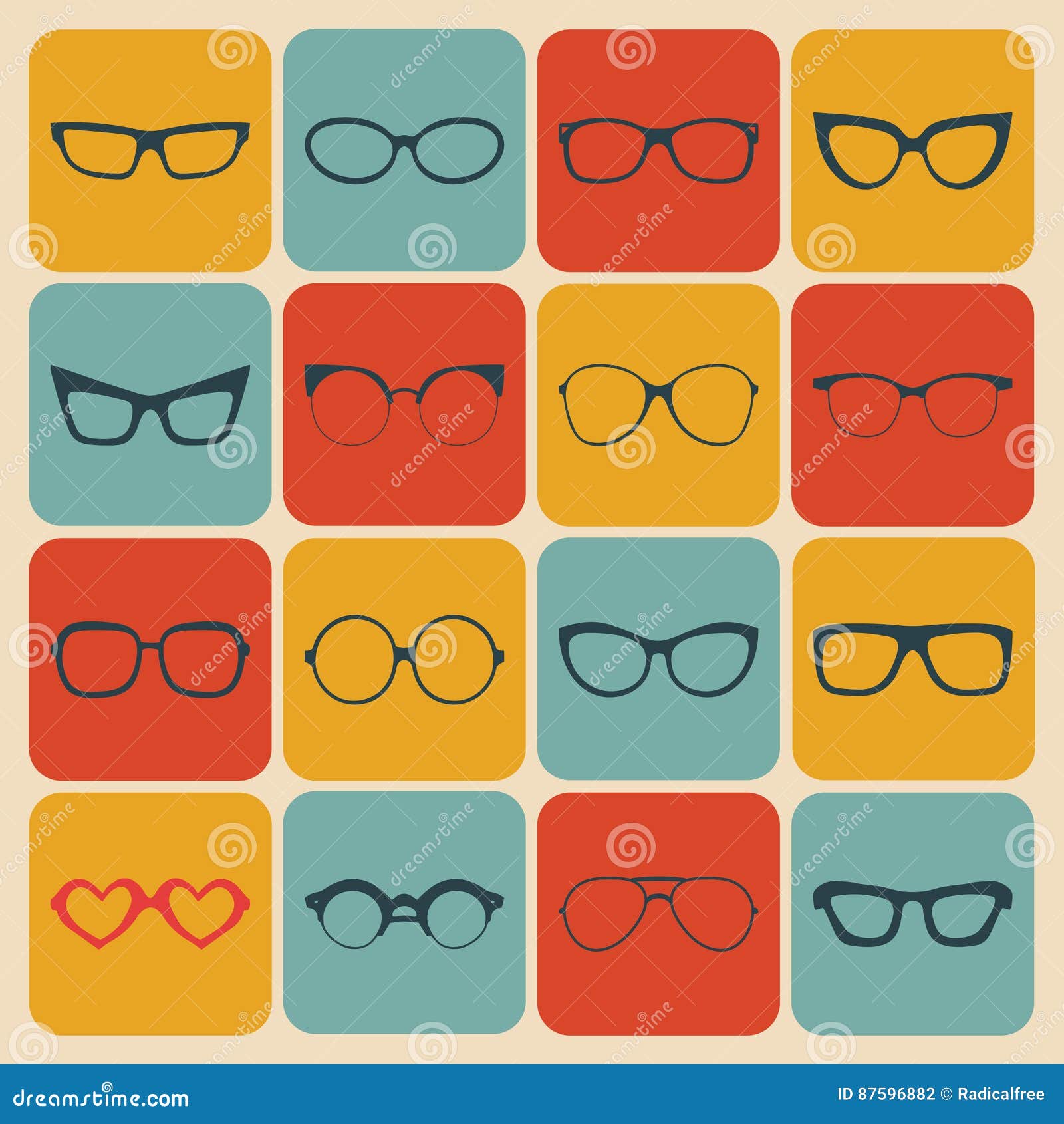 Big Vector Set of Icons of Different Shapes Glasses in Trendy Flat ...