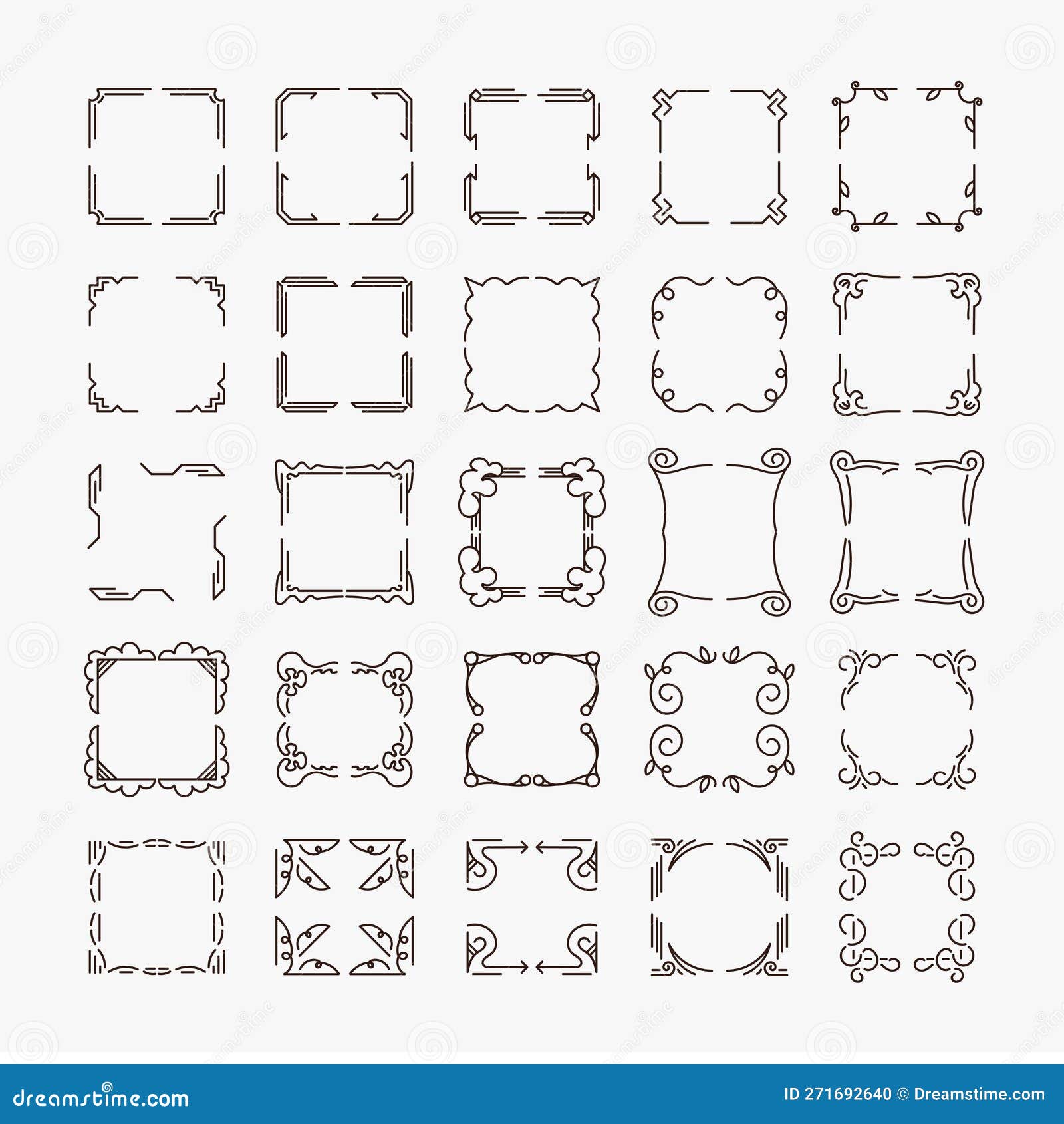 Big Vector Set of Isolated Icon Frames. Ornate Square Frames. Hand ...