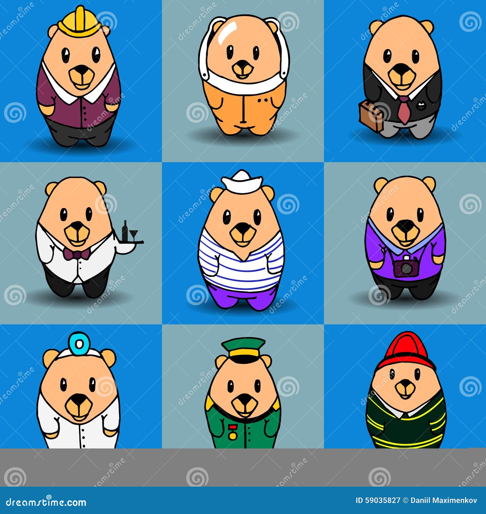 Big Vector Set of Nine Cartoon Bears Stock Vector - Illustration of ...