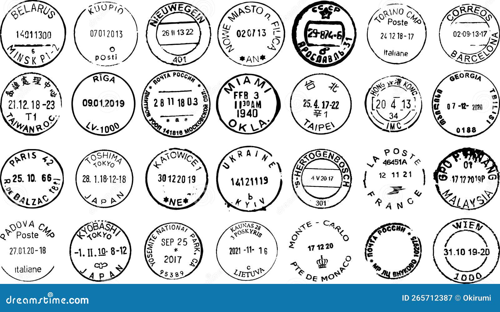 Big Vector Set Post Data Stamps Stock Vector - Illustration of post ...