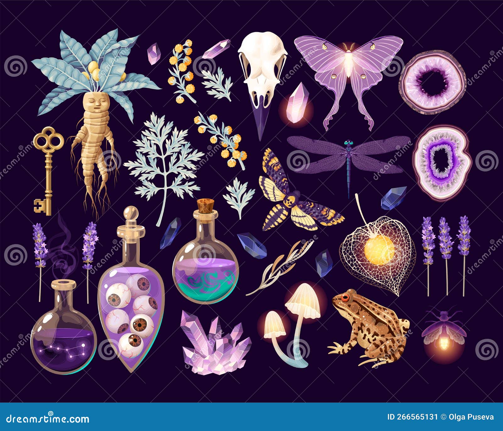 Big Vector Set of Various Magic Supplies Stock Vector - Illustration of ...