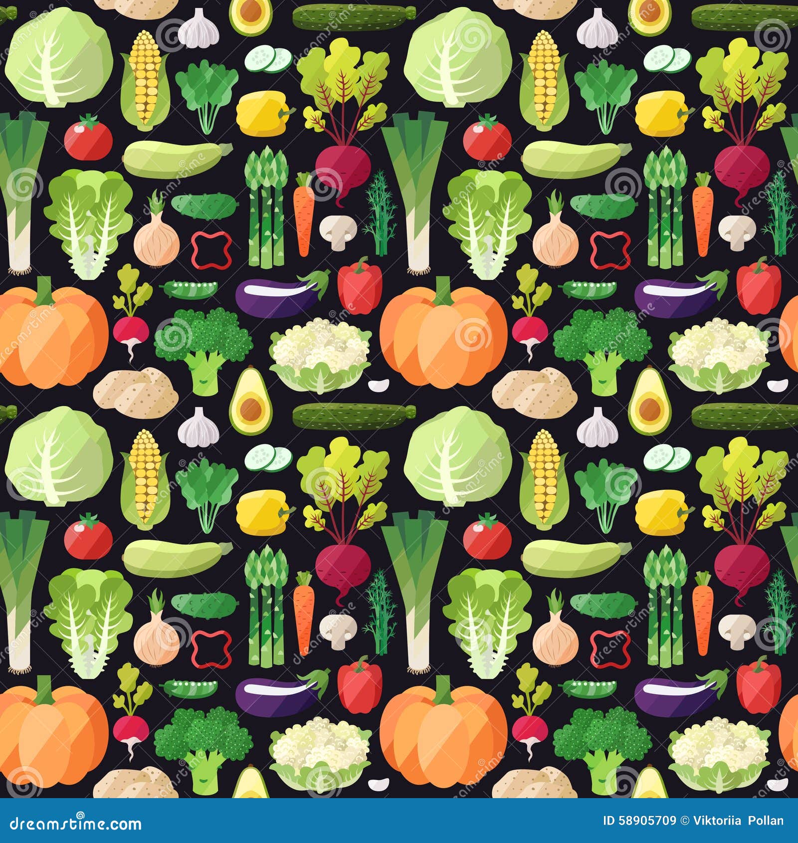 Big Vegetables Seamless Vector Pattern. Modern Flat Design Stock Vector ...