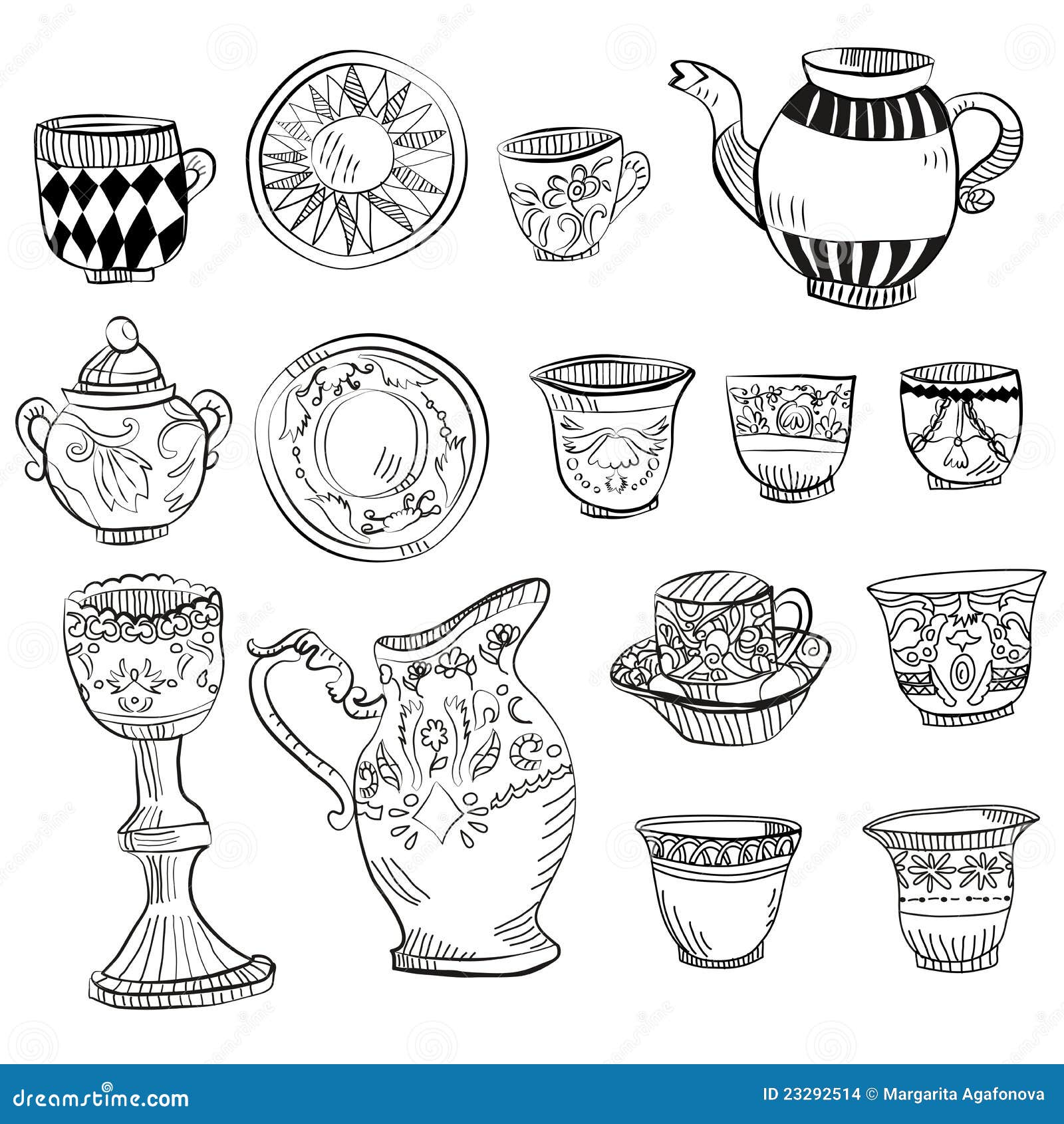 Victorian Tea Cup Drawing