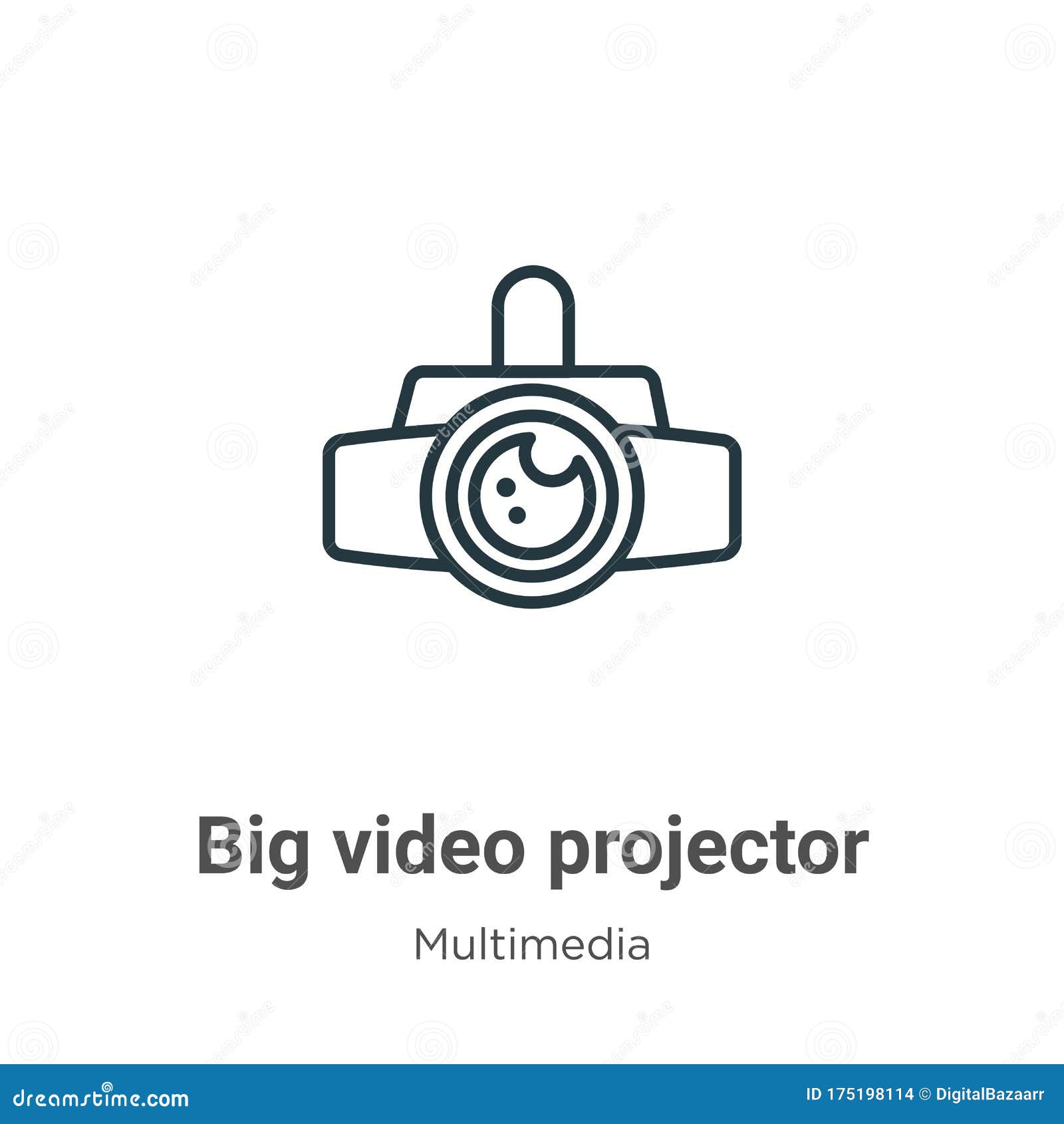 Big Video Projector Outline Vector Icon. Thin Line Black Big Video ...