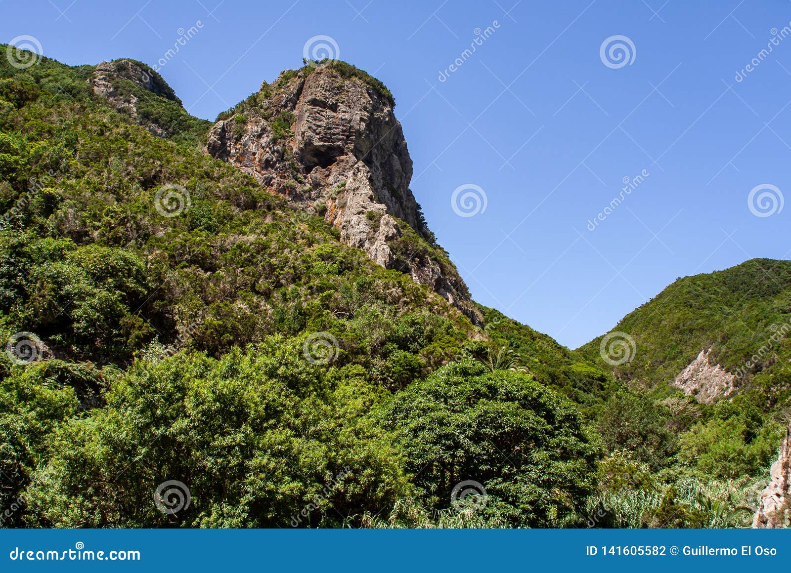 Big View Over Forest Valley To a Big Rock Stock Photo - Image of ...
