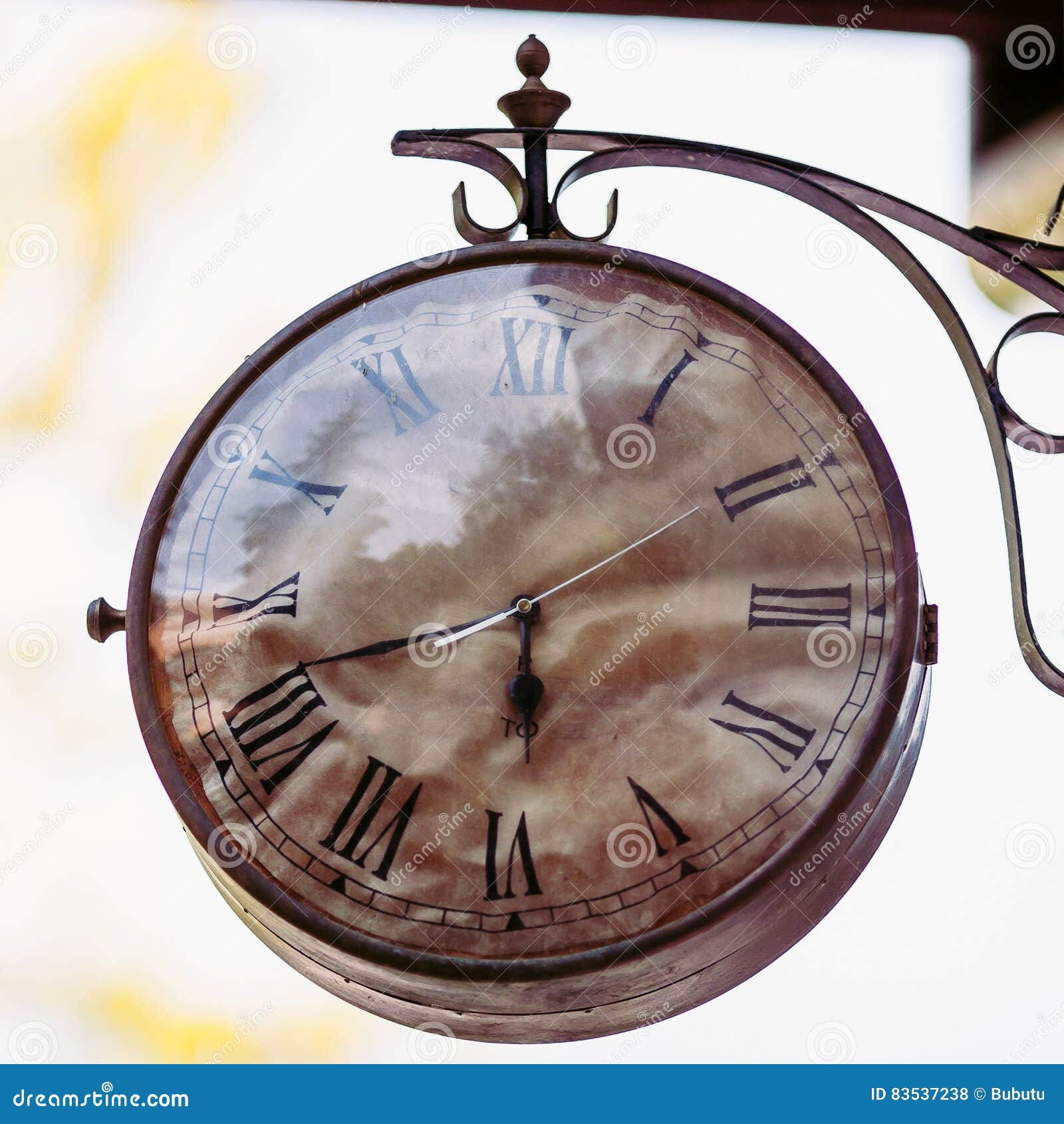 Big Vintage Old Clock Hanging on the Wall Stock Photo - Image of city ...