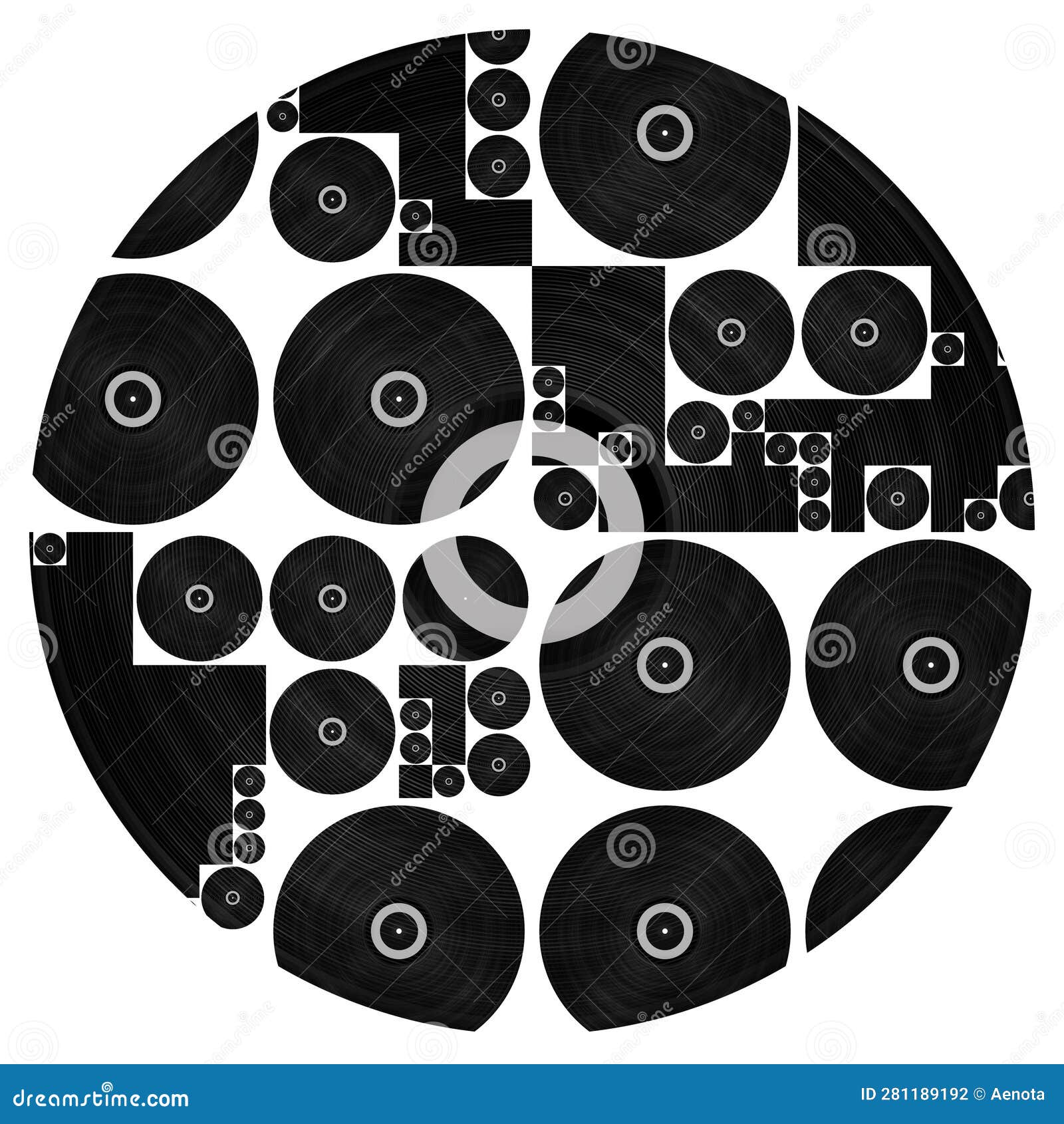 Big vinyl record collage stock illustration. Illustration of disk ...