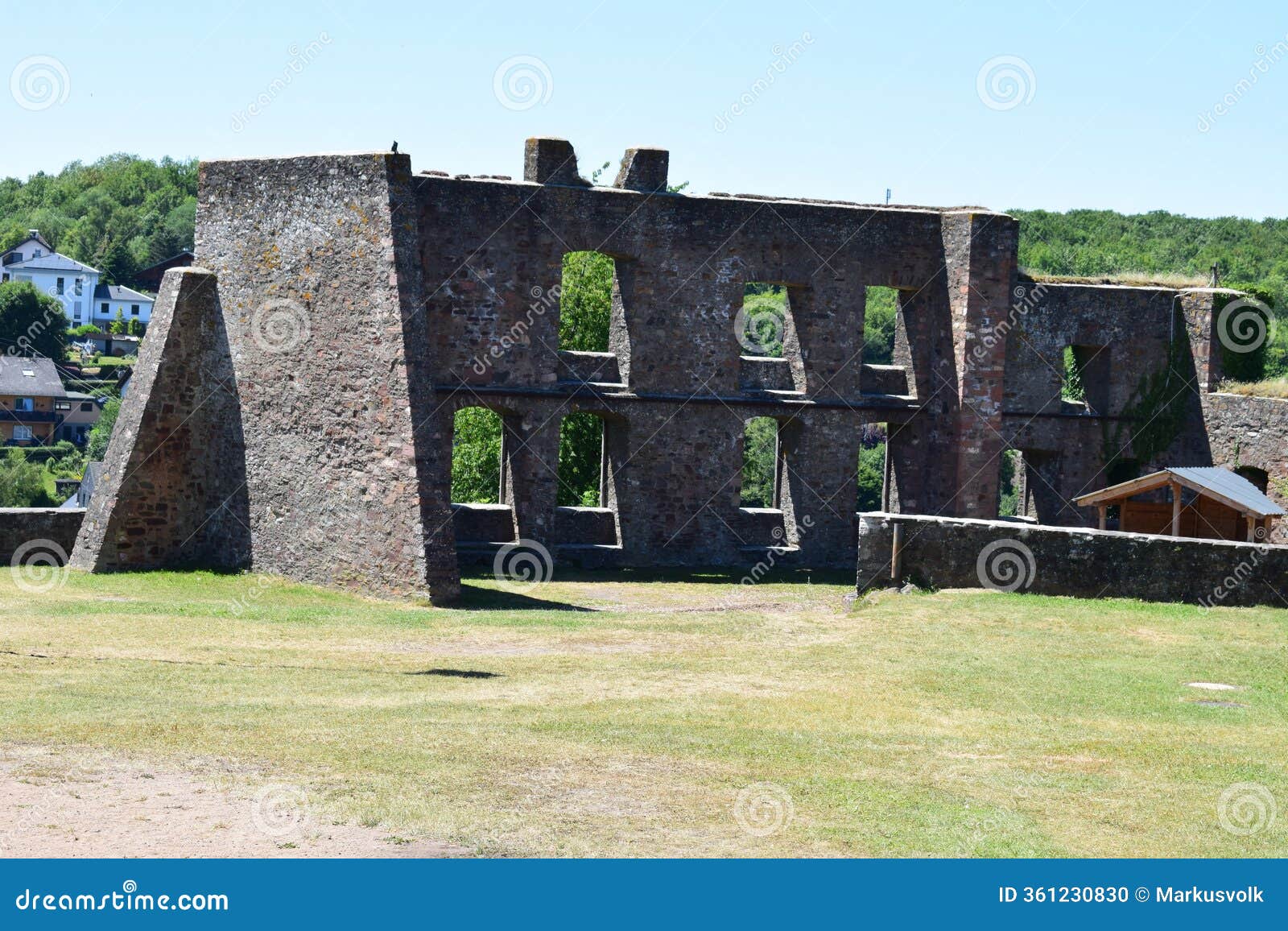 Big Wall of the Castle Ruin Ulmen, Eifel in Germany Stock Photo - Image ...