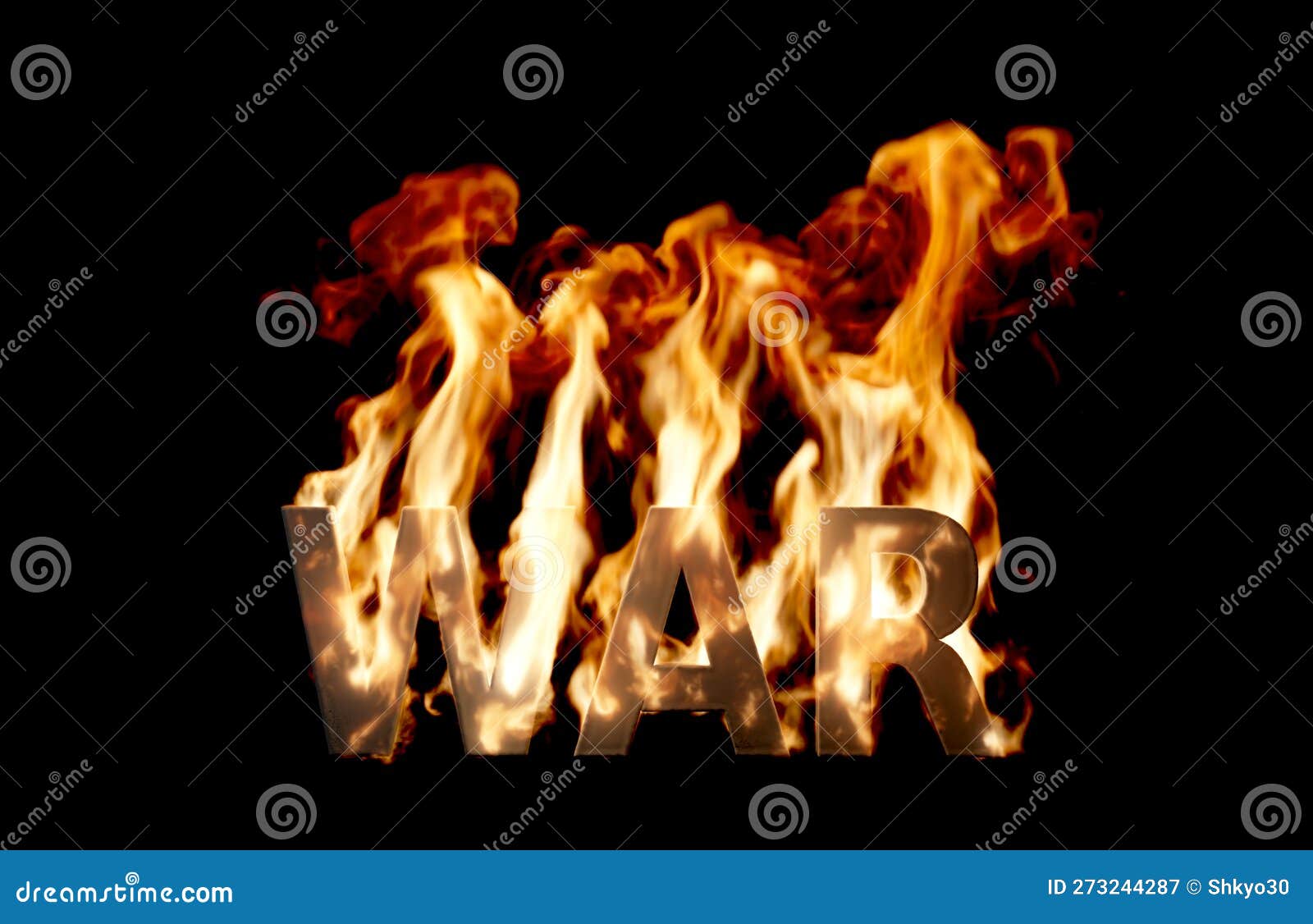 Big WAR Word on Fire with Medium Flames on Black Stock Illustration ...