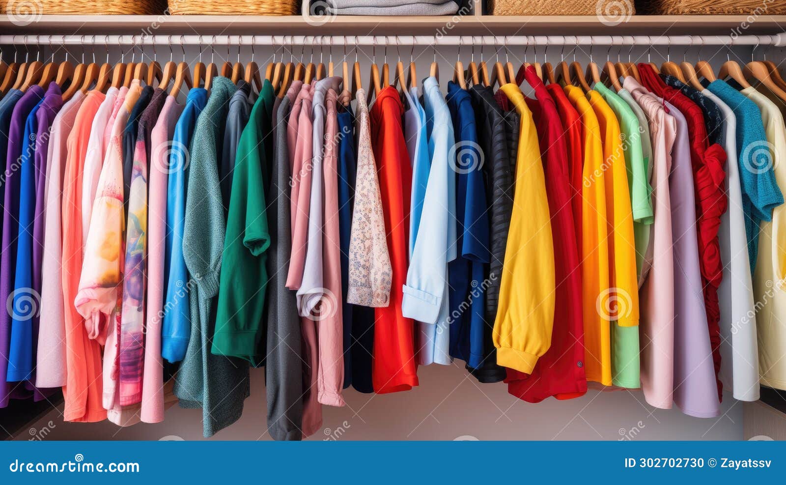 Big Wardrobe with a Lot of Clothes Stock Illustration - Illustration of ...