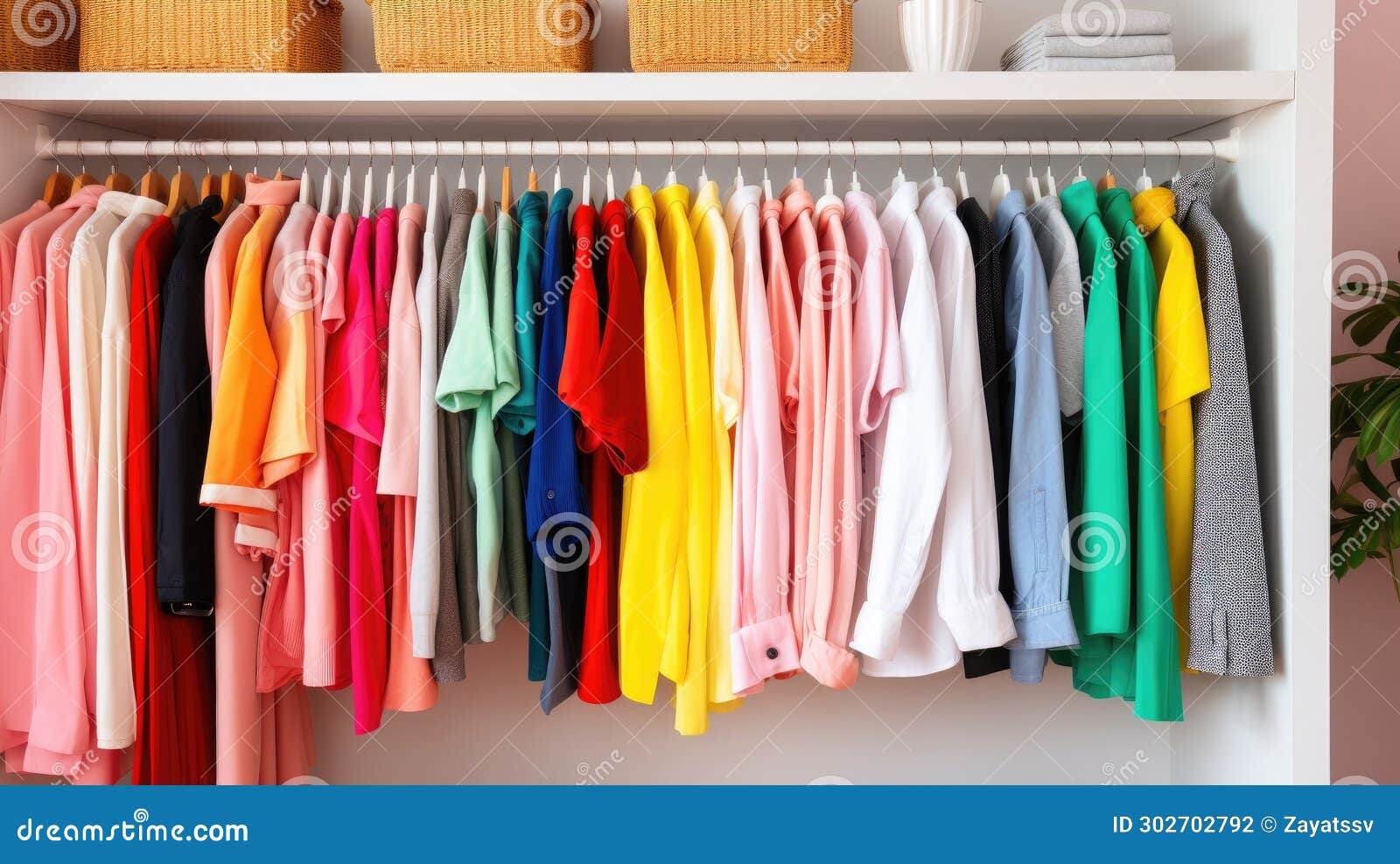 Big Wardrobe with a Lot of Clothes Stock Illustration - Illustration of ...