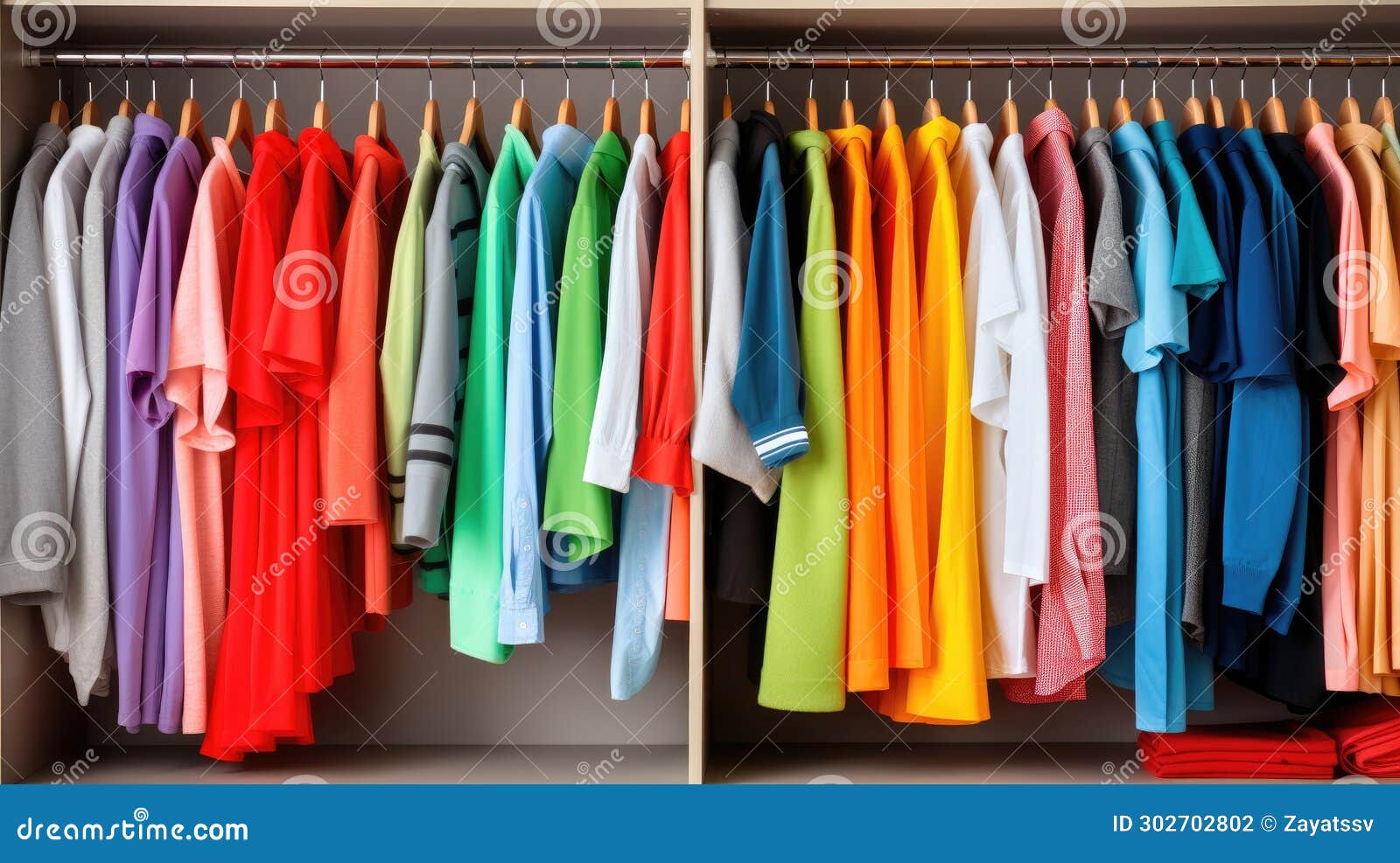 Big Wardrobe with a Lot of Clothes Stock Illustration - Illustration of ...